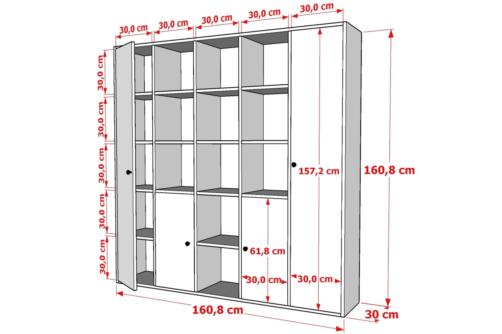 BKCONCEPT 4 KAPAKLI RAFLI KİTAPLIK, 160 CM, BEYAZ, KTP-1130 FİYATI ...