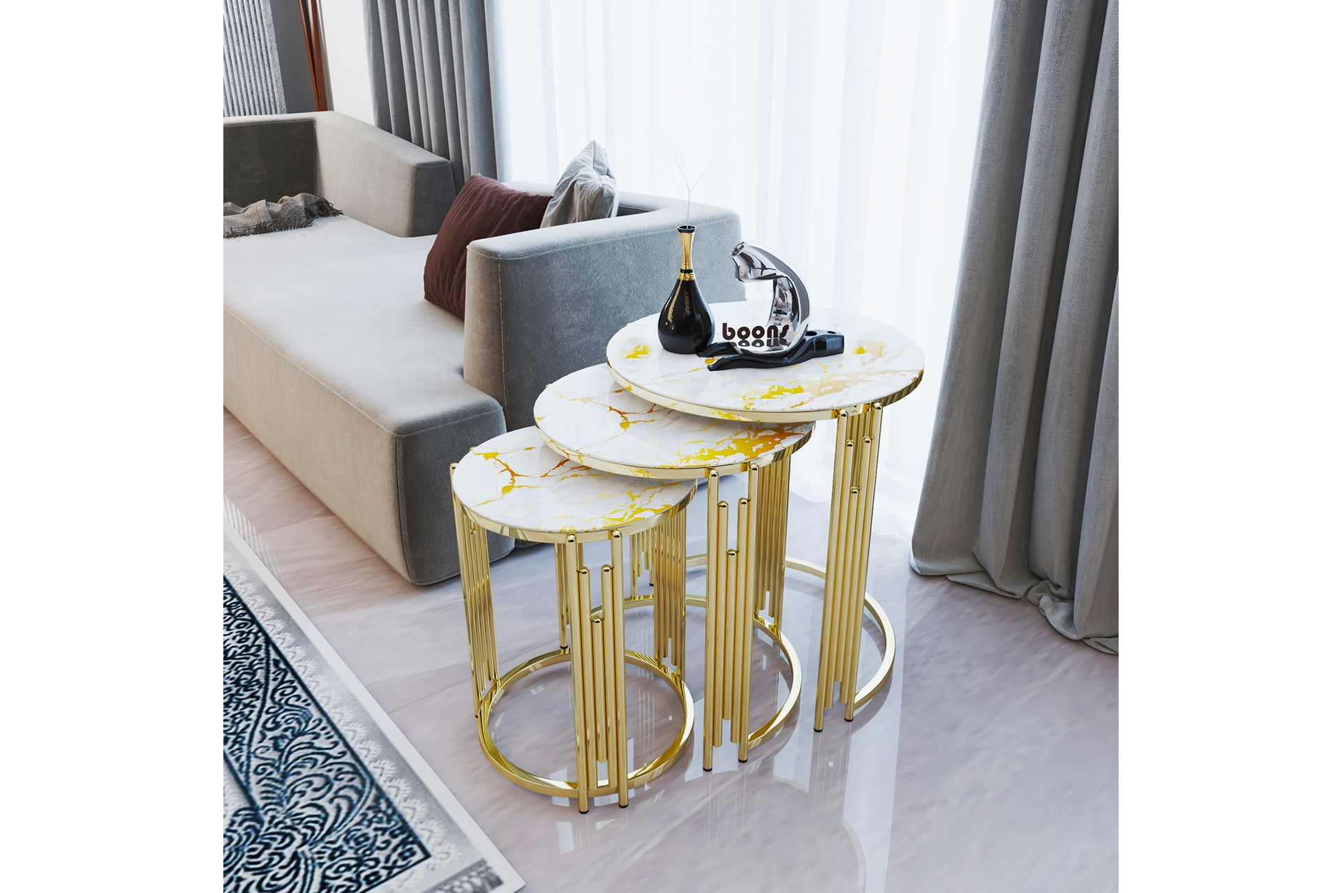 TALARİ ZİGON SEHPA, GOLD SARI MERMER