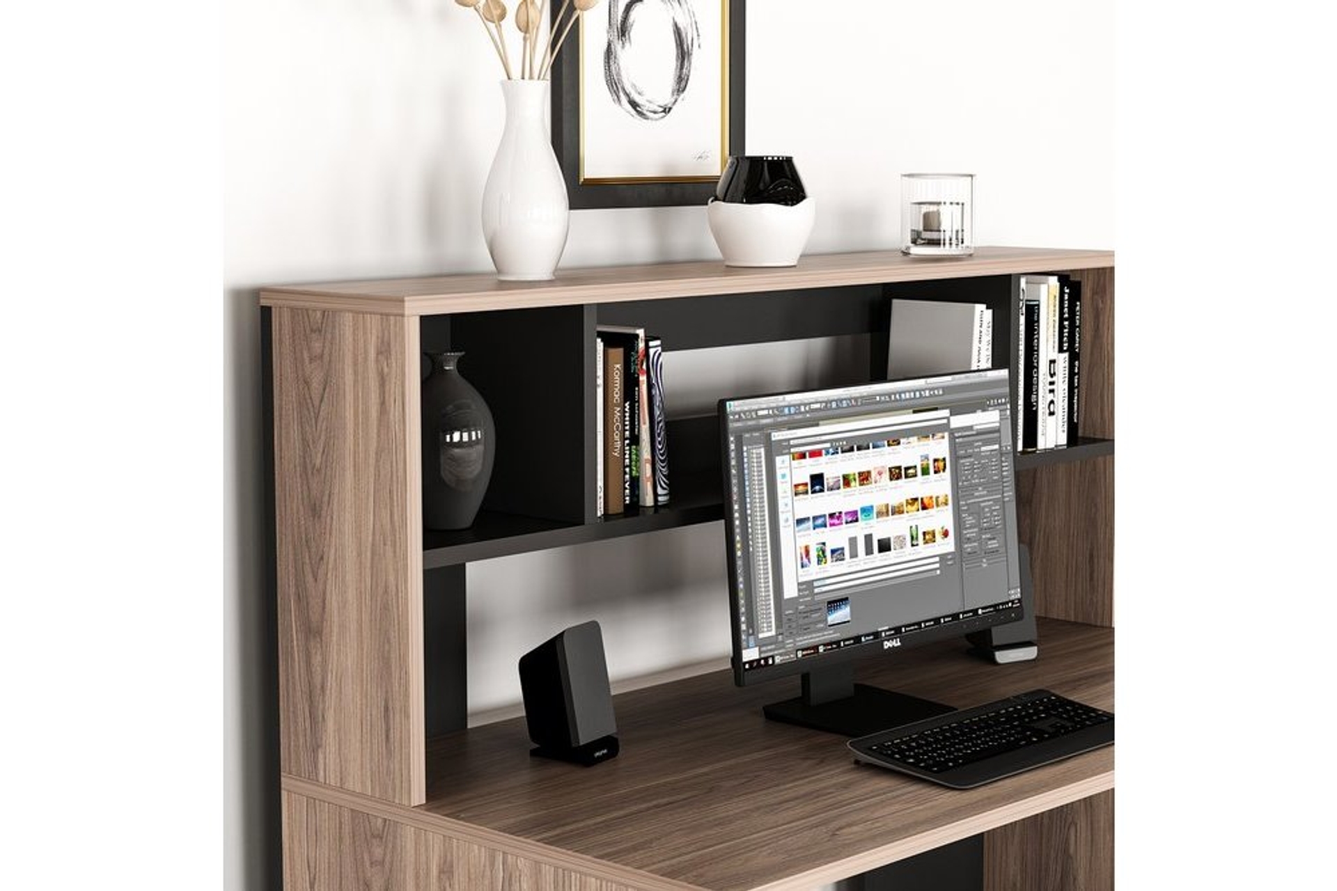 MİNOTY ÇALIŞMA MASASI KAMAN CEVİZ ANTRASİT FİYATI - Vivense