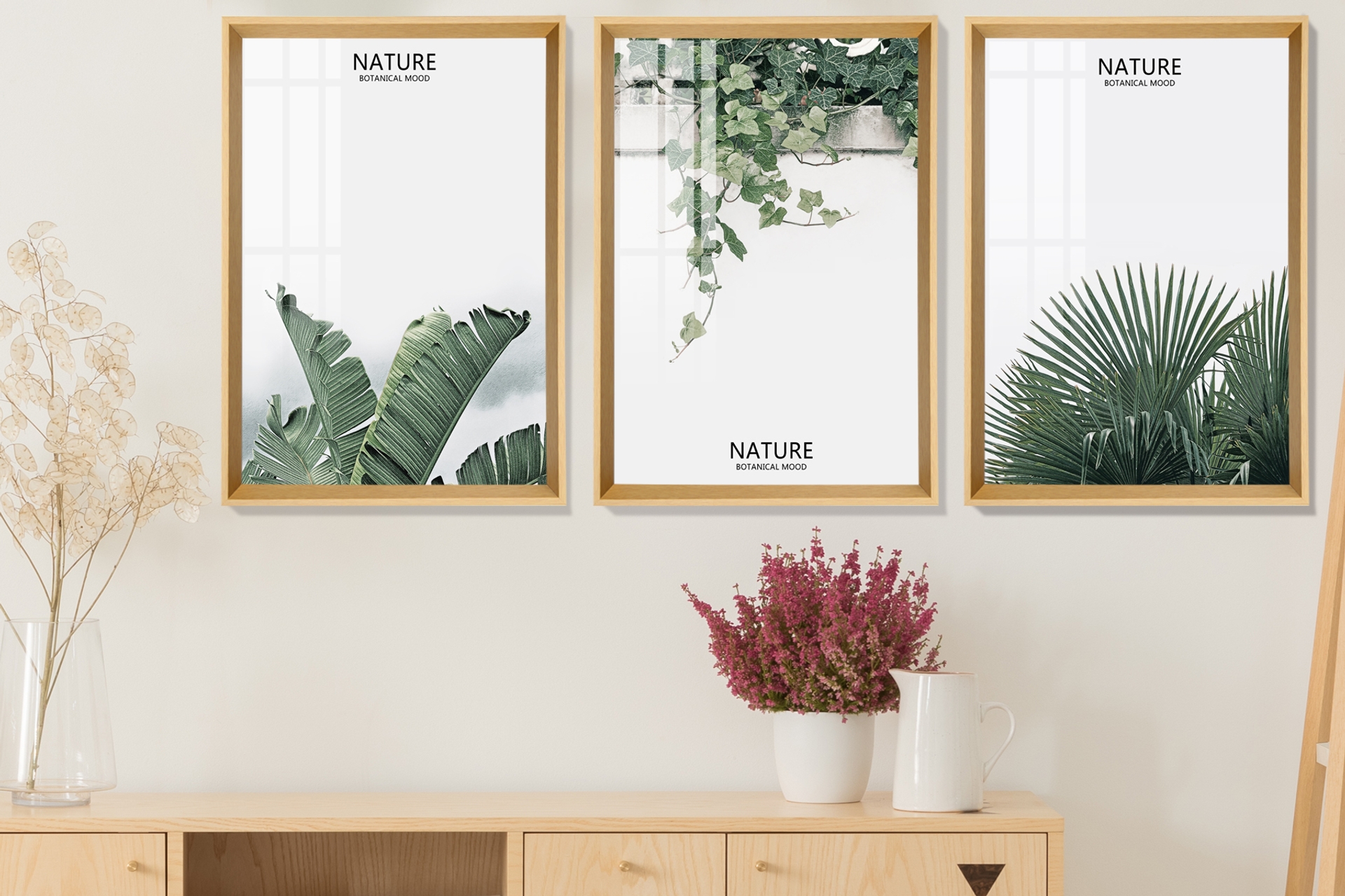 NATURE BOTANİCAL MOOD TABLO SETİ, NATURAL ÇERÇEVE, 33X48 FİYATI - Vivense