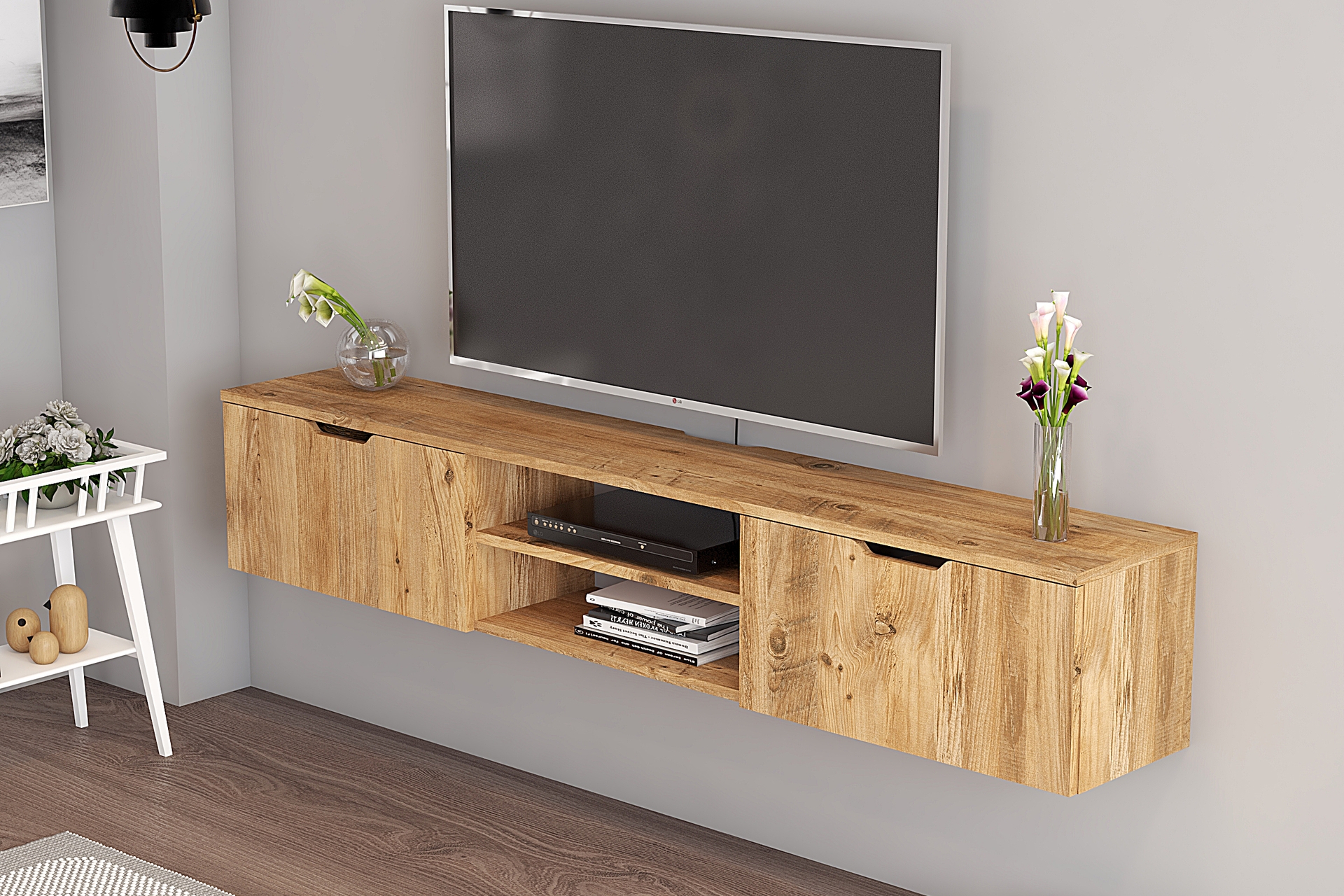 DENOYA TV ÜNİTESİ, 2 KAPAKLI, DUVARA ASKI, ATLANTİK ÇAM FİYATI - Vivense