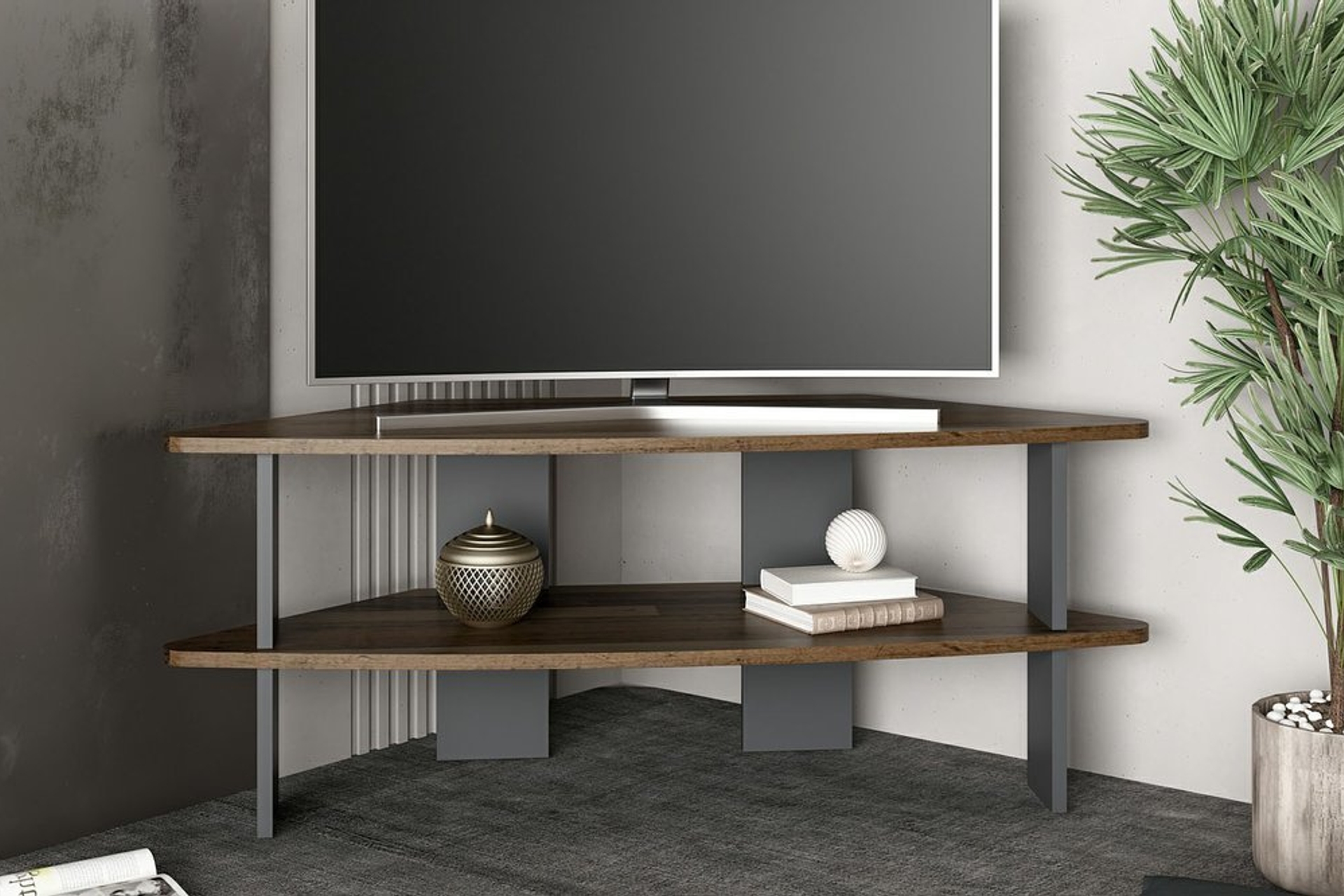 EGRA KÖŞE TV ÜNİTESİ OLD STYLE ANTRASİT FİYATI - Vivense