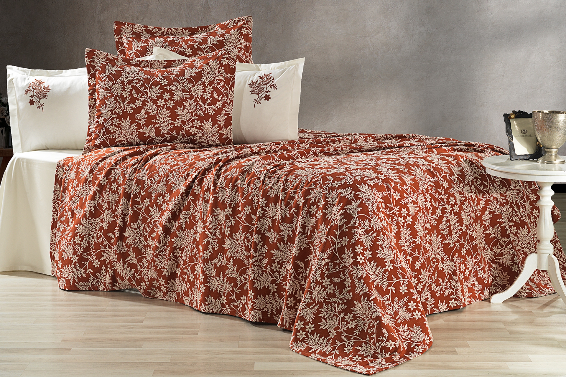 EVLEN HOME %100 PAMUK NAKIŞLI POPPY PİKE TAKIMI ÇEYİZ SETİ, 6 PARÇA ...