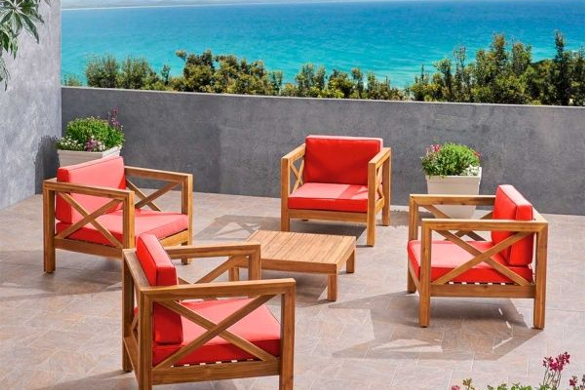 ARMİN DÖRTLÜ BAHÇE BALKON TAKIMI, KIRMIZI FİYATI - Vivense
