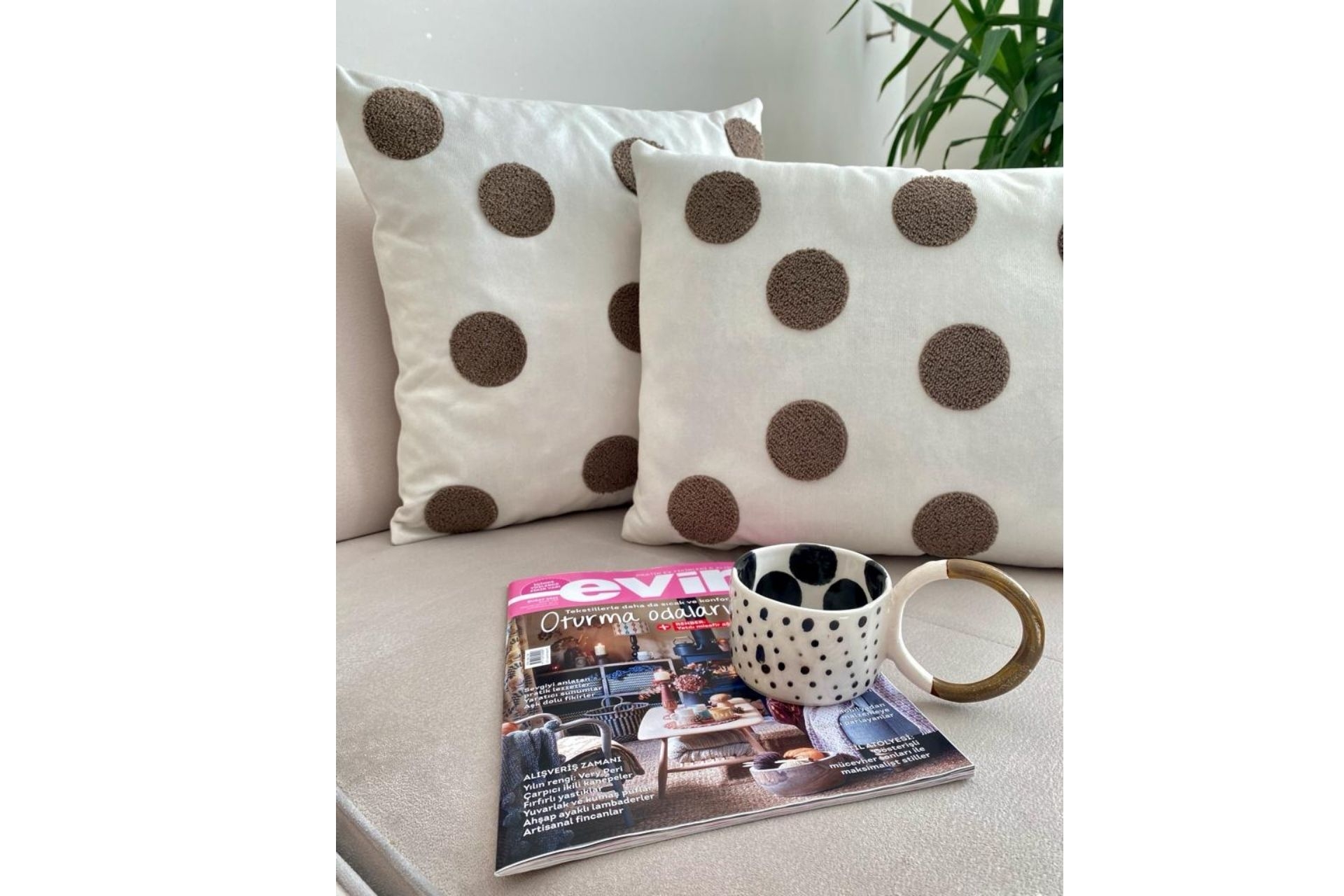 HALIMAX BOHEM PUNCH İŞLEMELİ YASTIK/KIRLENT KILIFI İŞLEMELİ KREM KAHVE ...