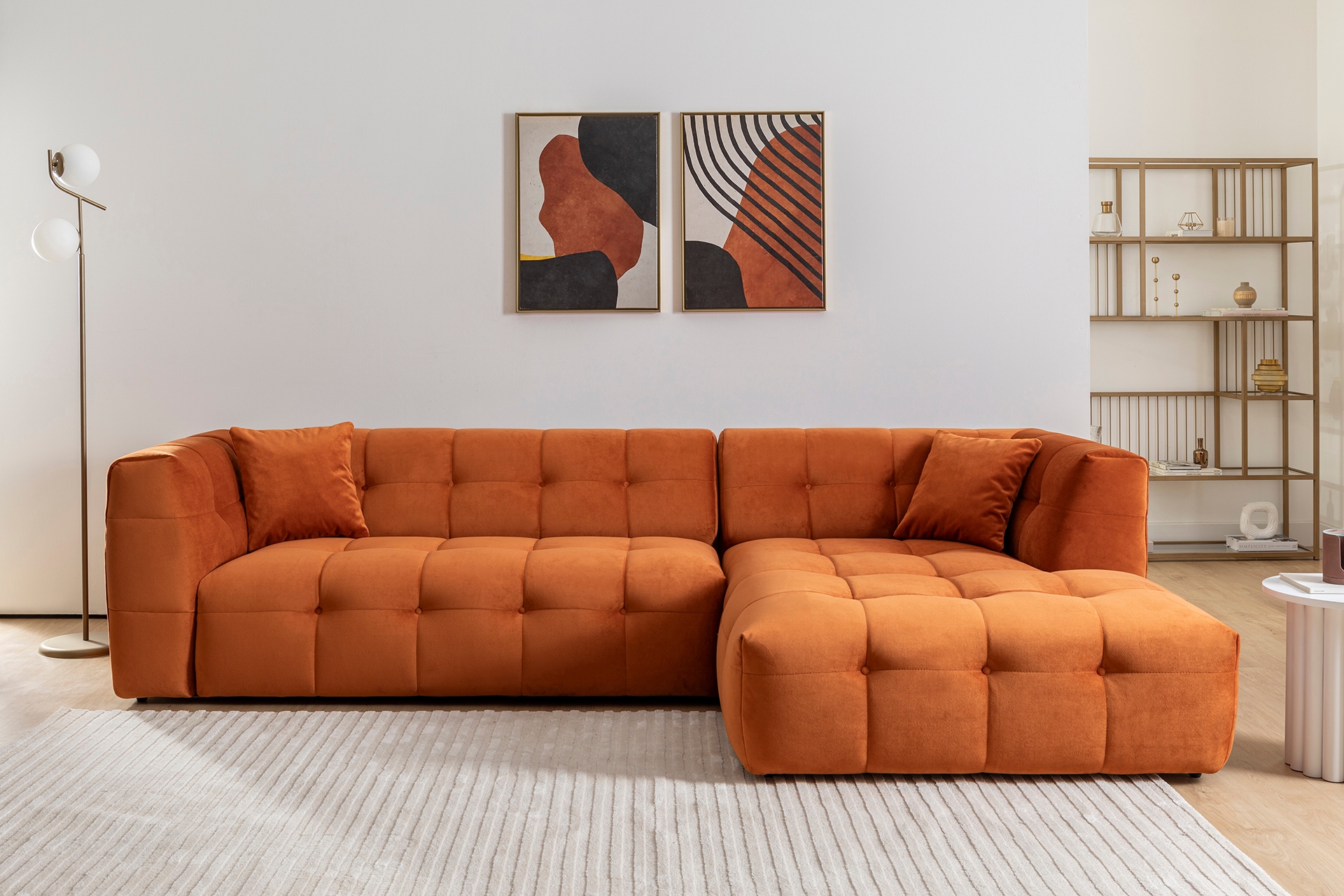 CADDY CORNER SOFA, RİGHT CHAİSE, BURNT ORANGE, UK FİYATI - Vivense