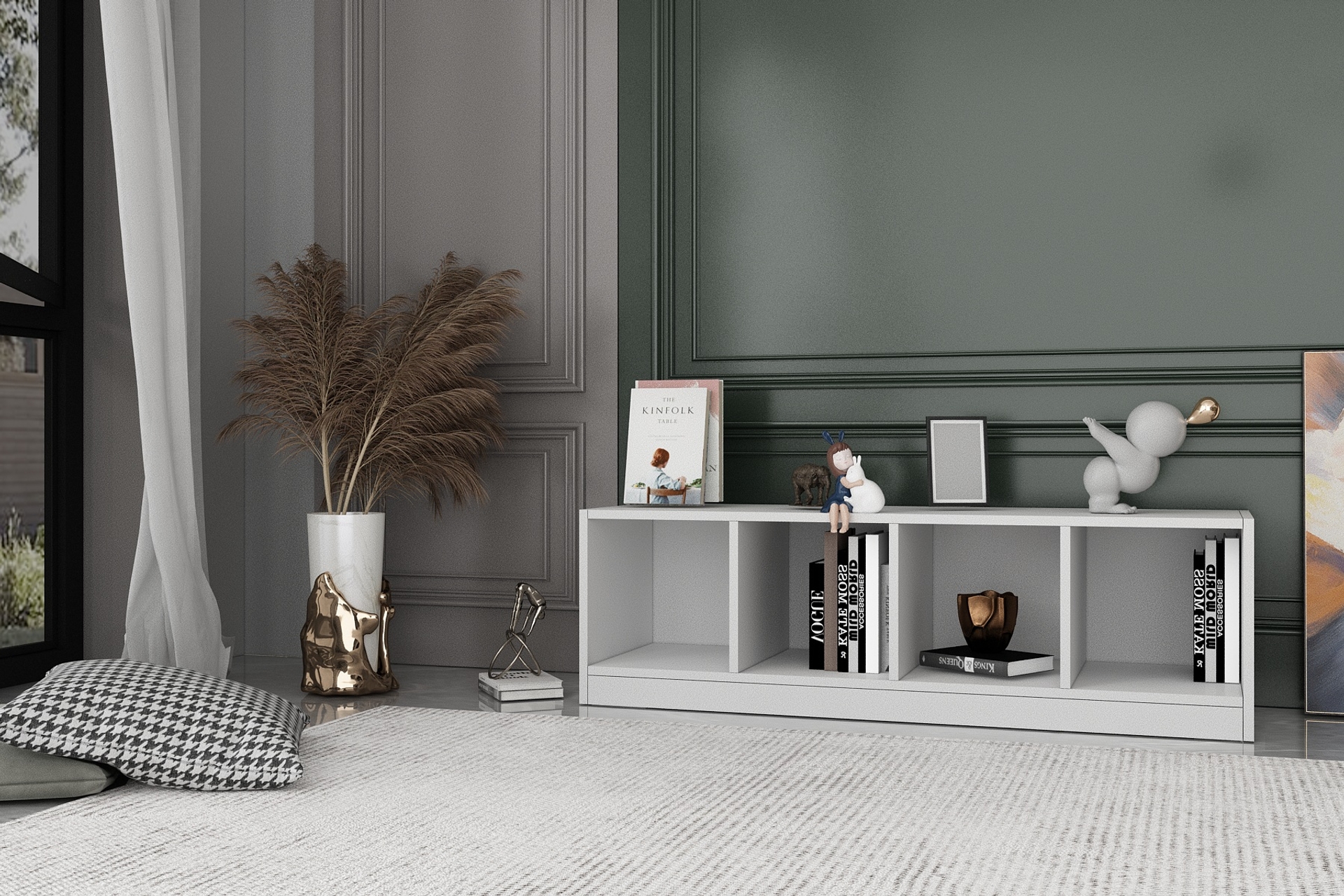 BKCONCEPT RAFLI KİTAPLIK, 130 CM, BEYAZ, KTP-1196 FİYATI - Vivense