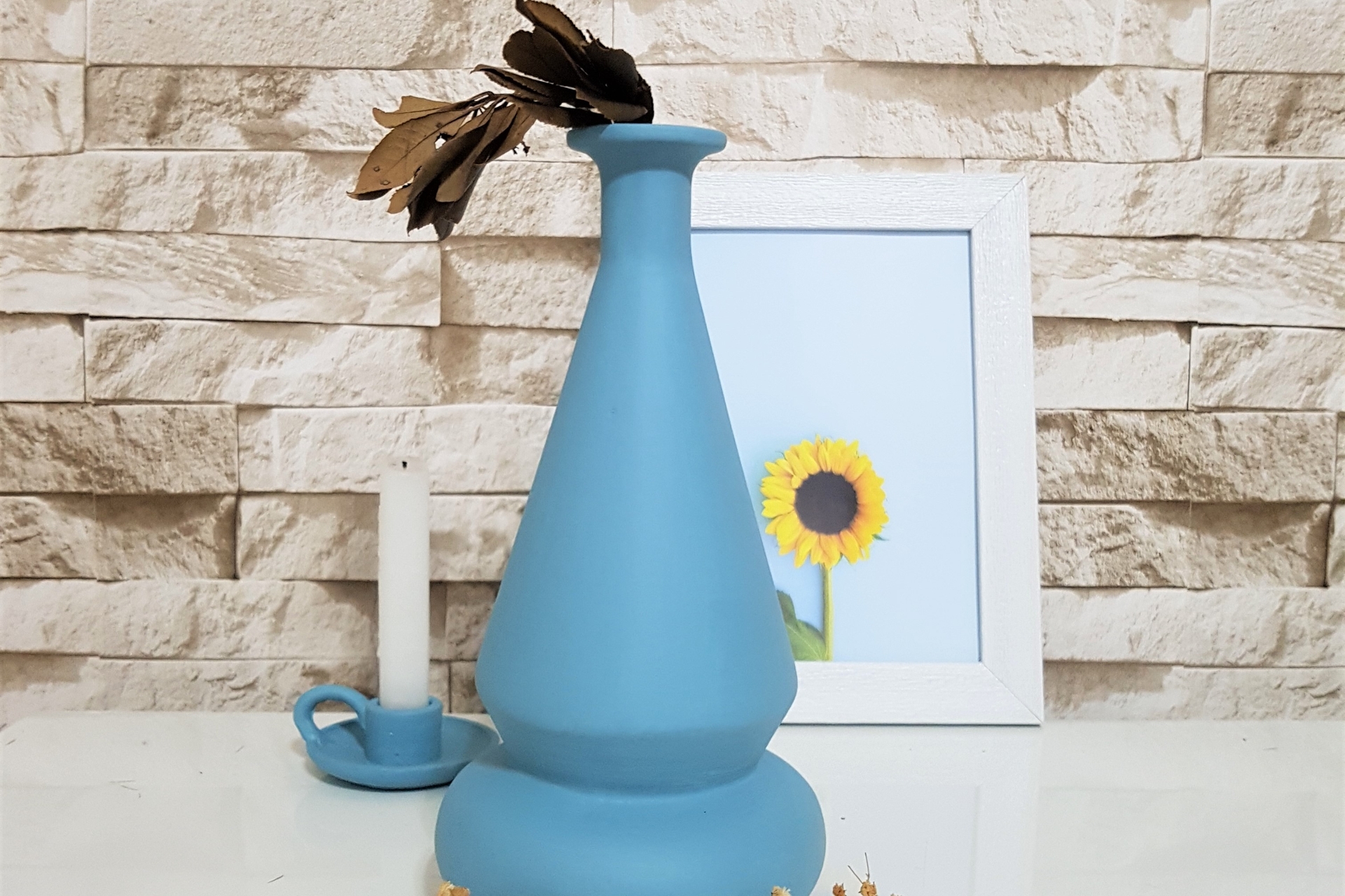 LİVAVA SOLFEJ SERAMİK VAZO, MAVİ, 27X14