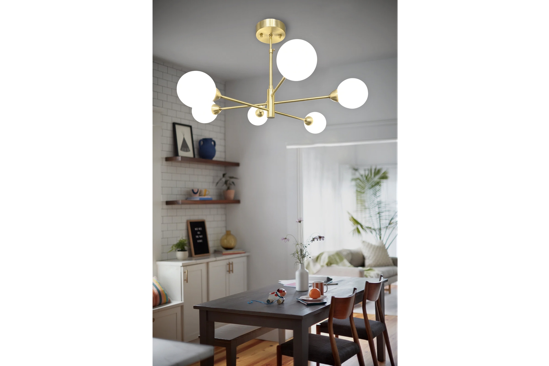 BUBBLE LİNE 6 KOLLU SARKIT AVİZE, ESKİTME SARI