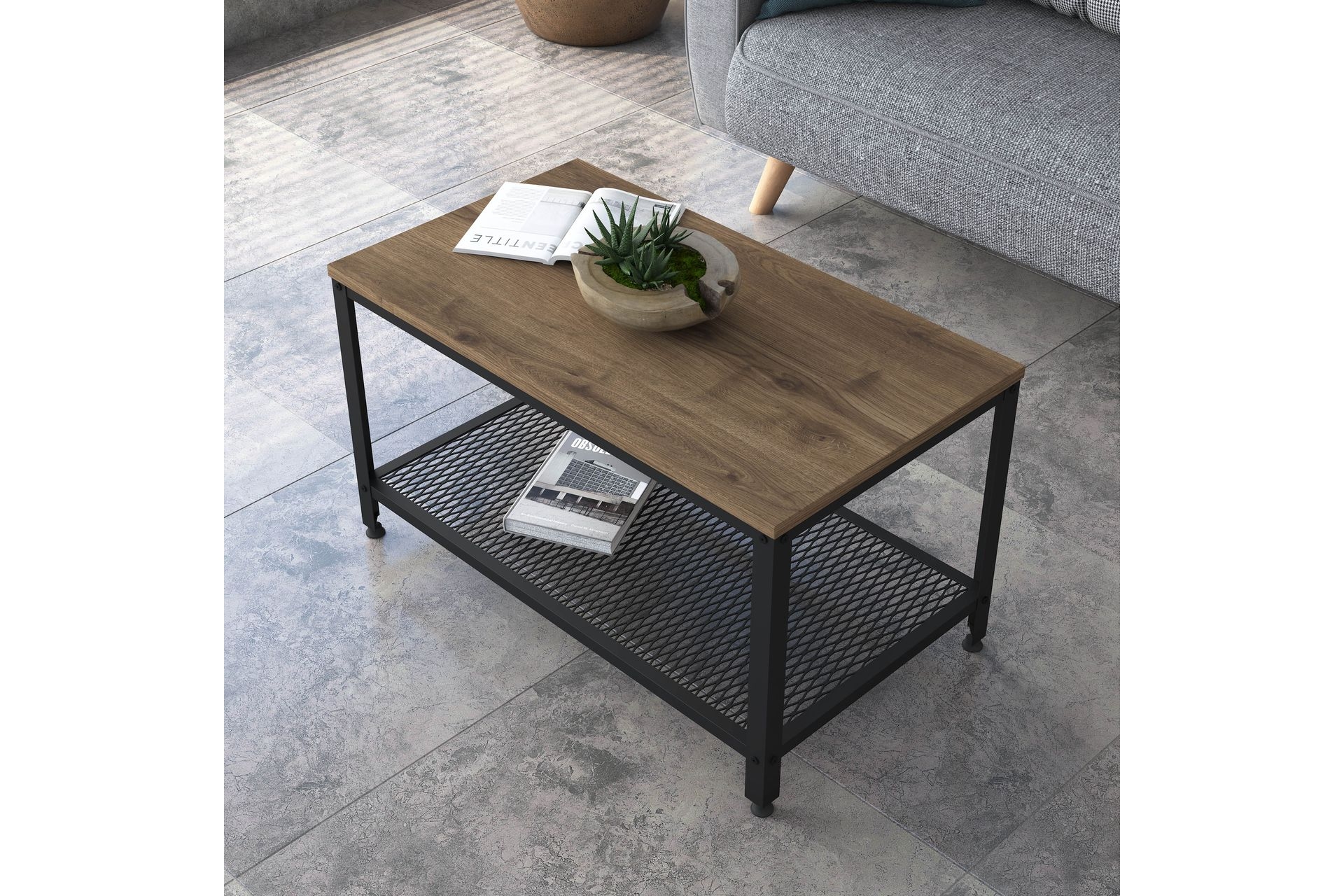 RANİ ENDÜSTRİYEL TASARIM ORTA SEHPA AB105, DİKDÖRTGEN, HİTİT CEVİZ ...