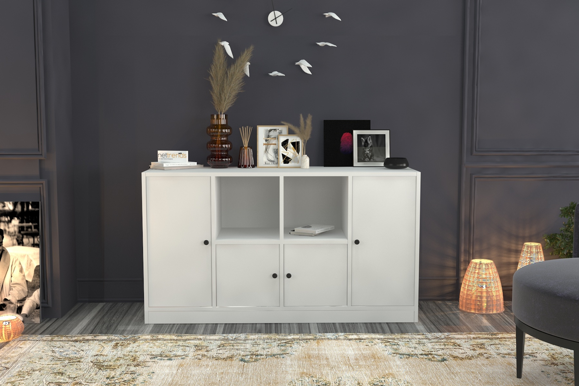 ASLI KONSOL KNS-1011, RAFLI DOLAPLI, BEYAZ, 130 CM FİYATI - Vivense