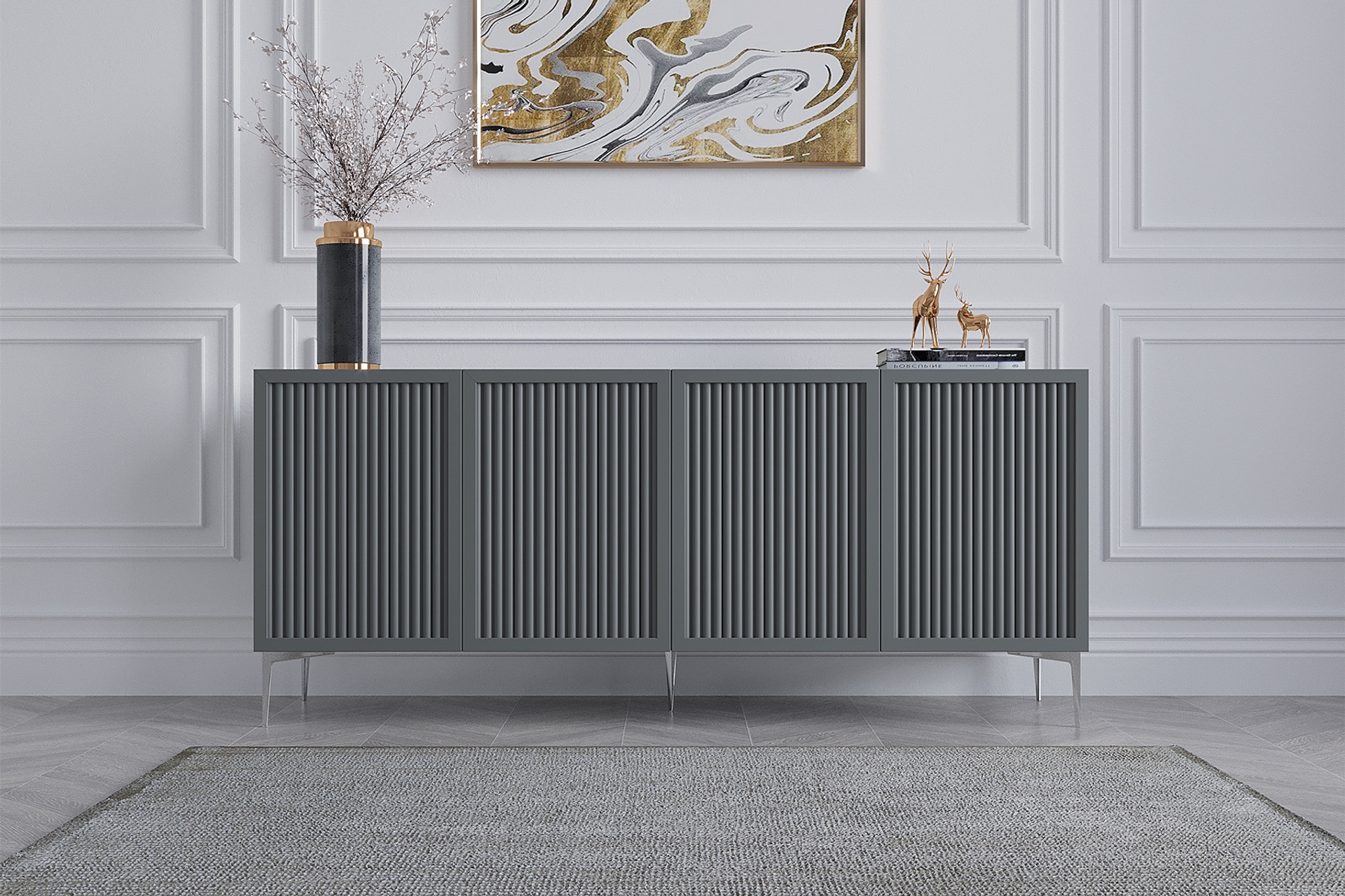 OLA KONSOL, GRİ, KROM AYAK FİYATI - Vivense