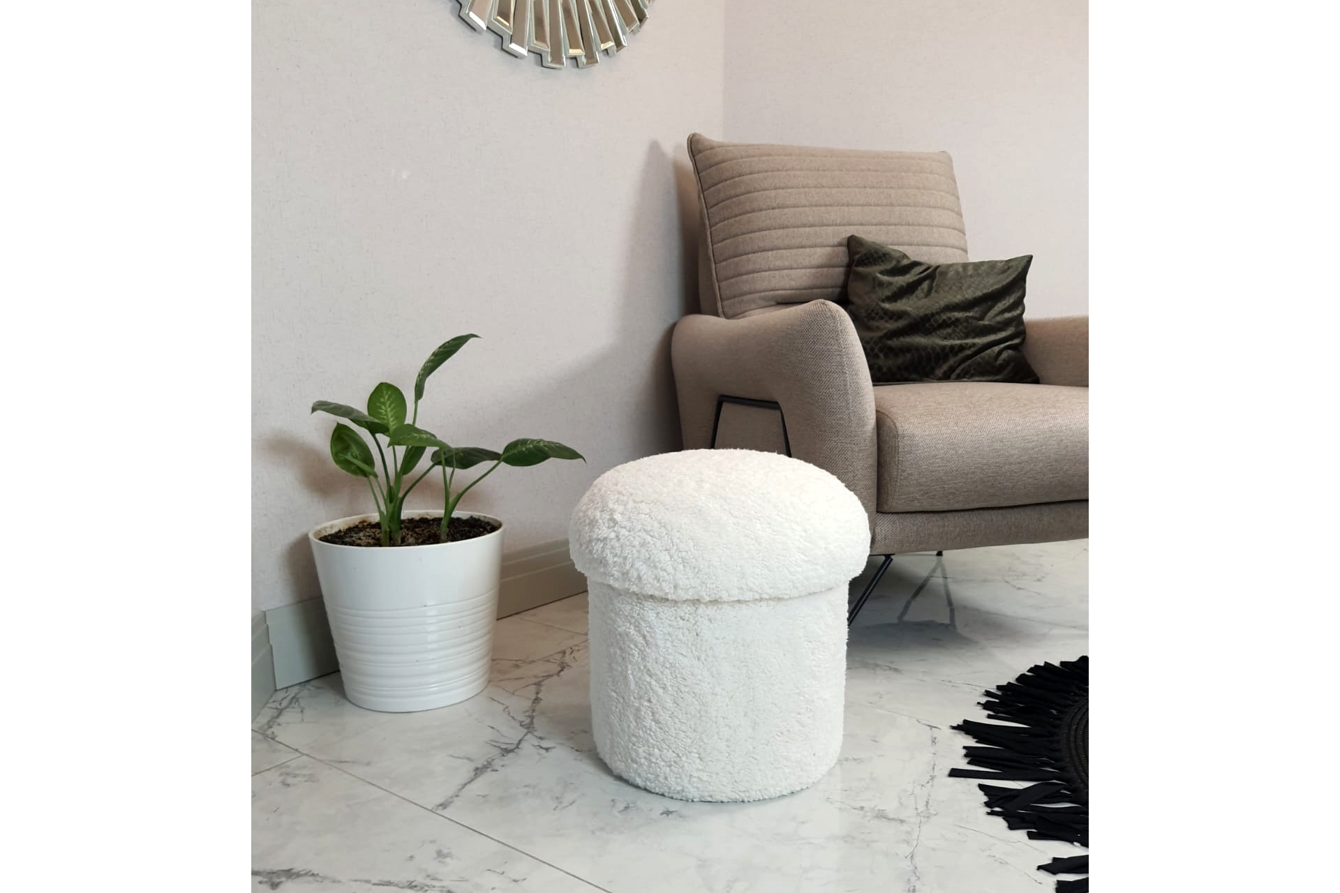 MARKAAWM MANTAR TEDDY PUF, BEYAZ FİYATI - Vivense