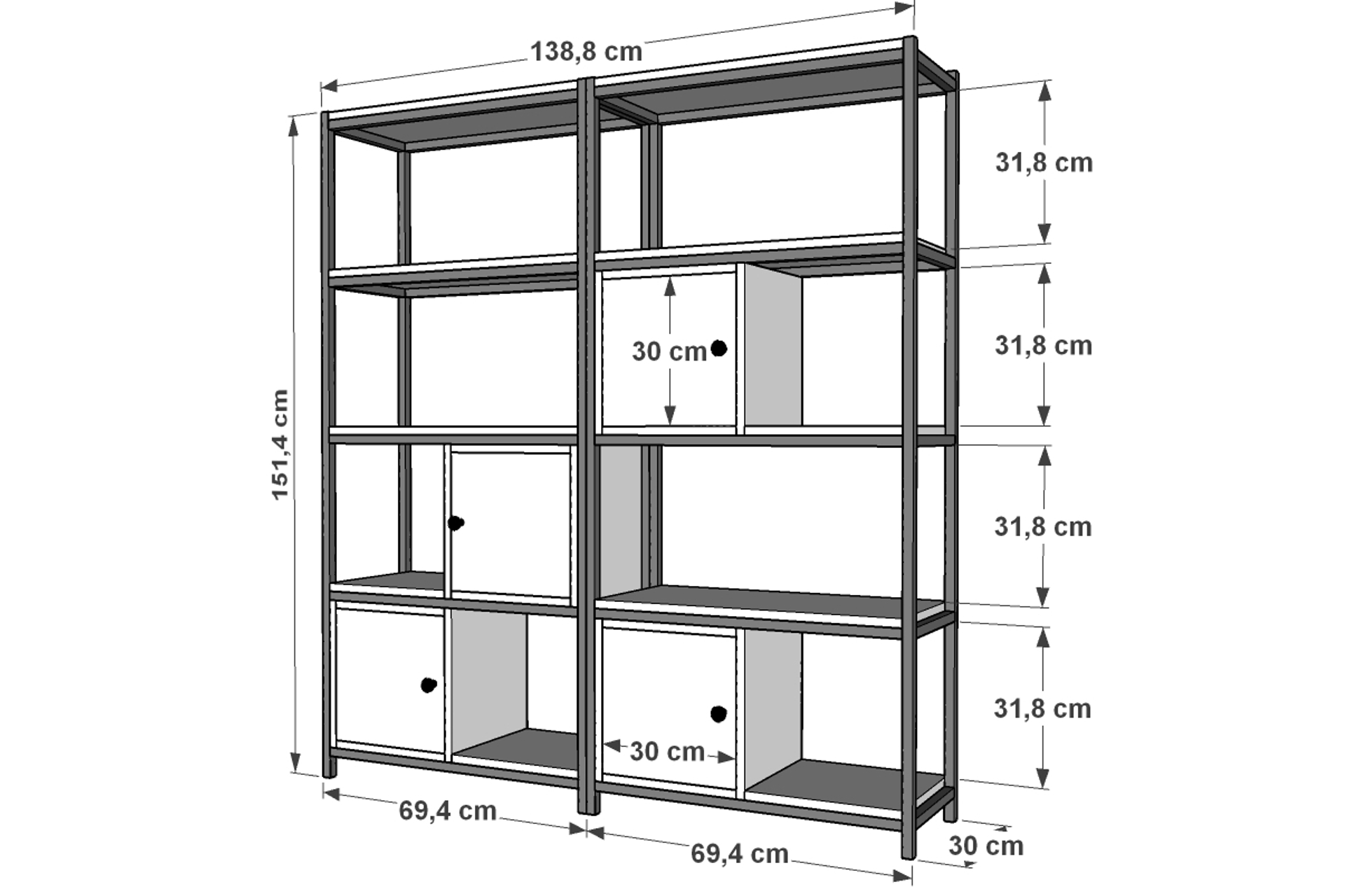 STELL RAFLI DÖRT KATLI DOLAPLI METAL KİTAPLIK, ANTRASİT, 138 CM, MTL ...