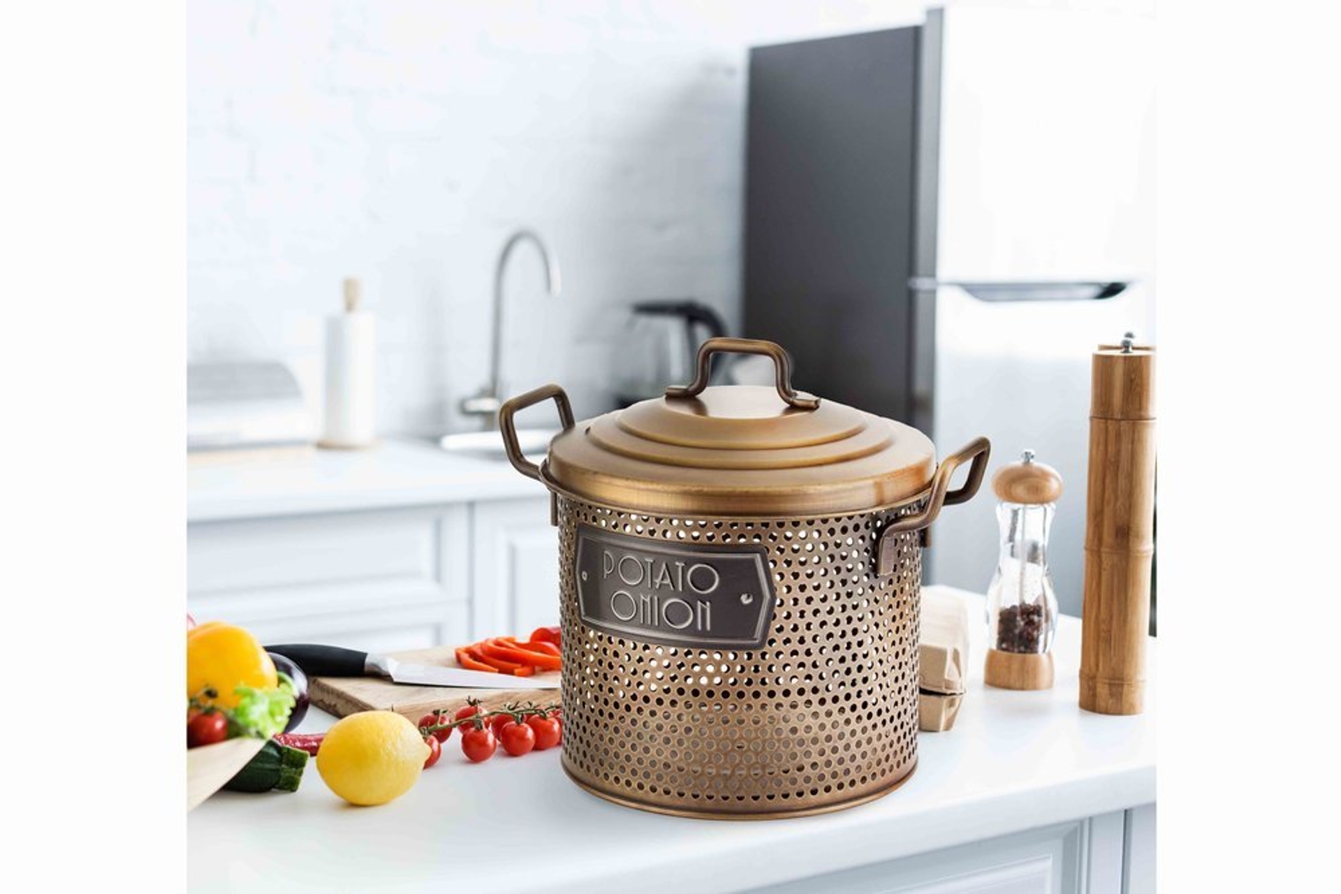 PATATES SOĞAN SAKLAMA KABI, GOLD KAPLAMA, 30X30 FİYATI - Vivense