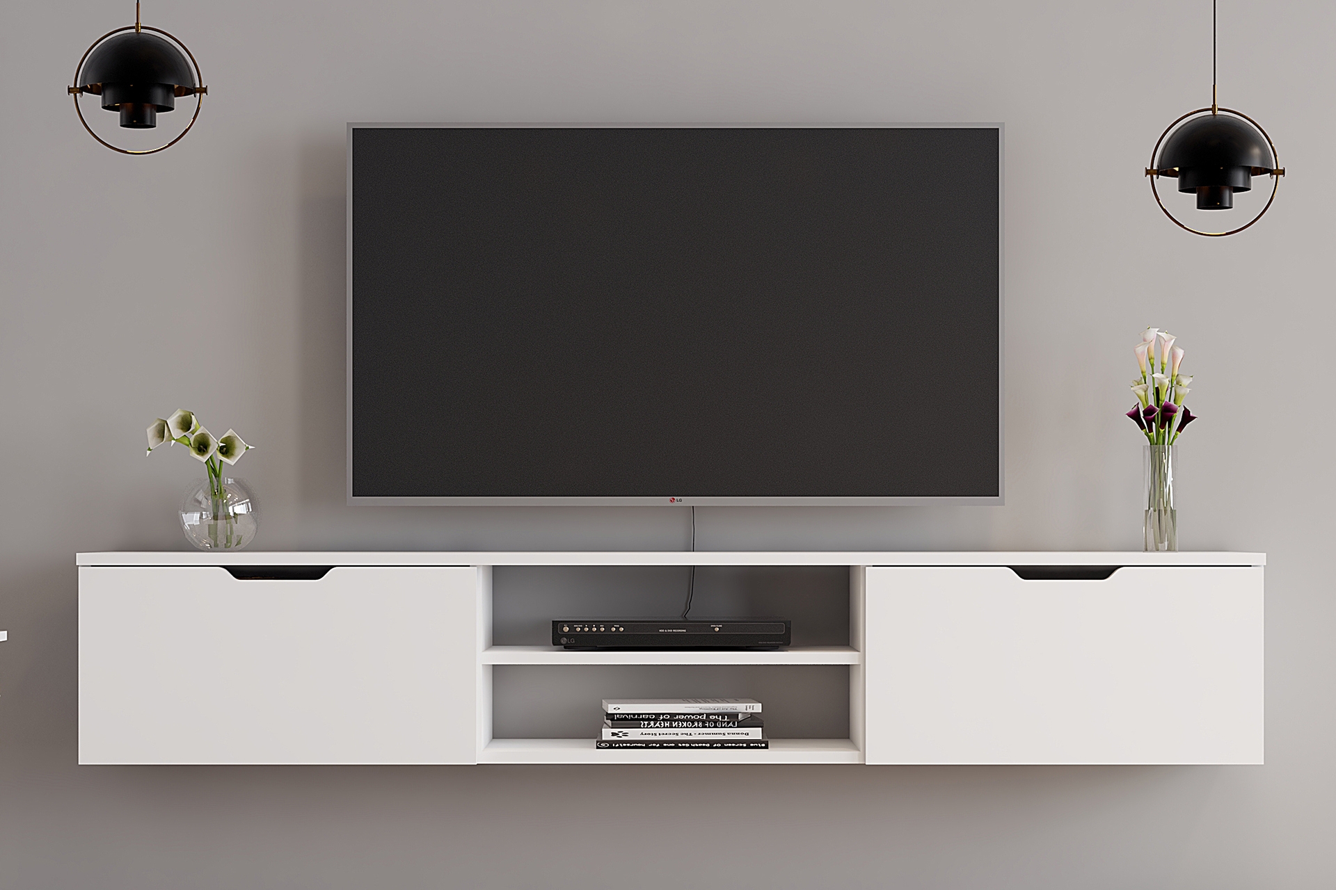 DENOYA TV ÜNİTESİ, 2 KAPAKLI, DUVARA ASKI, BEYAZ FİYATI - Vivense