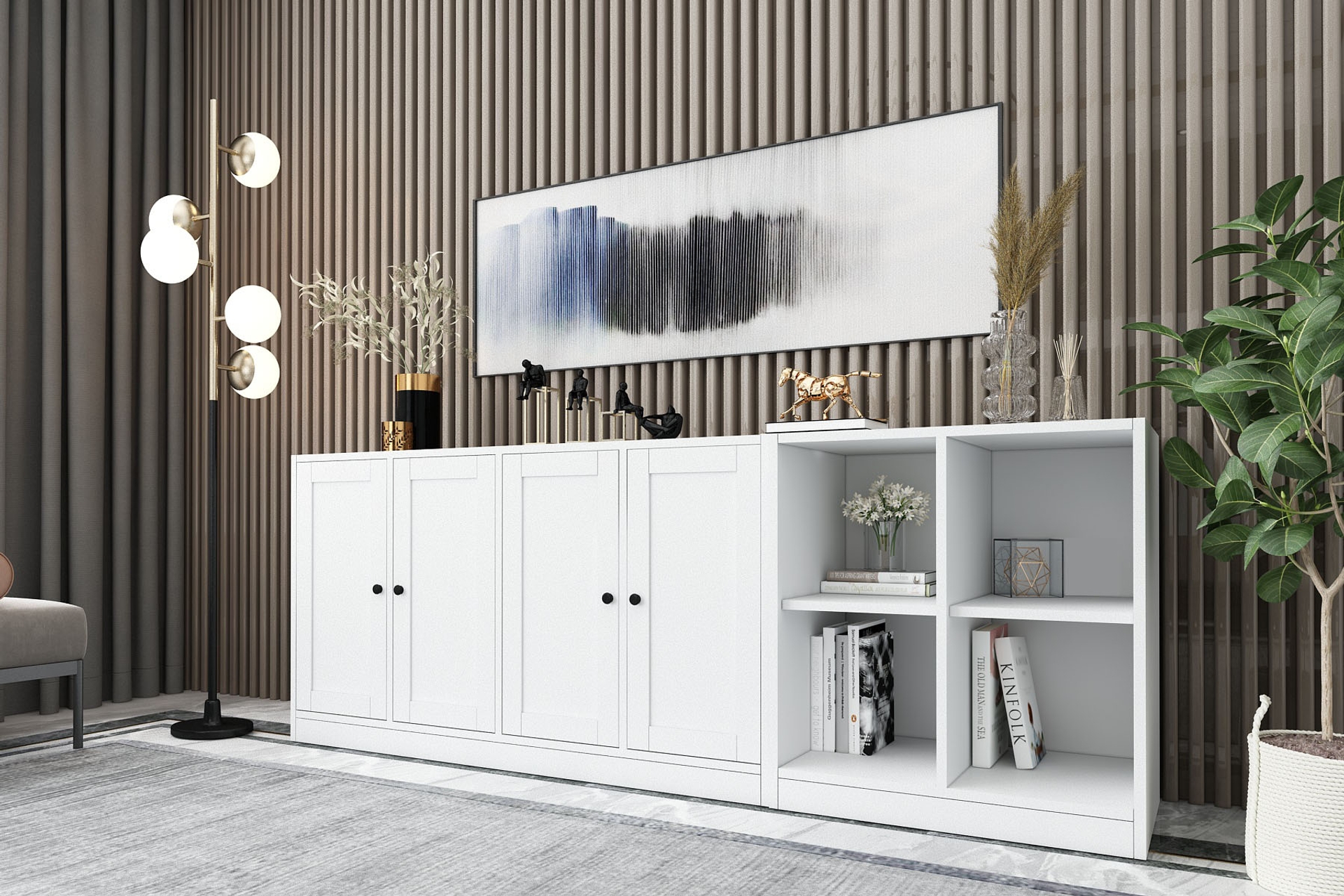 ASLI VİTRİN KNS-1077, RAFLI DOLAPLI, BEYAZ, 195 CM FİYATI - Vivense