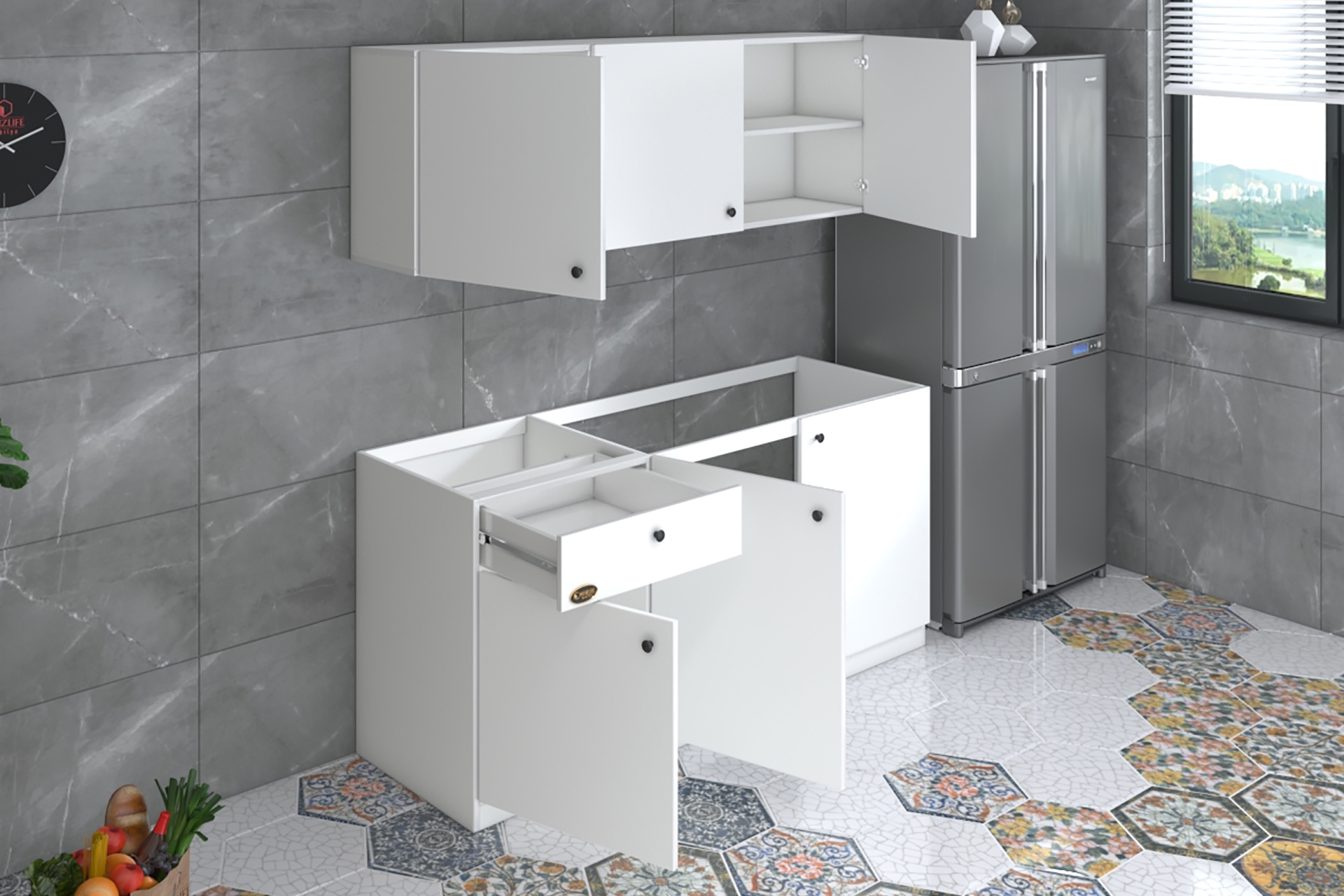 HEYULA HAZIR MUTFAK SETİ, TEZGAHSIZ, BEYAZ FİYATI - Vivense