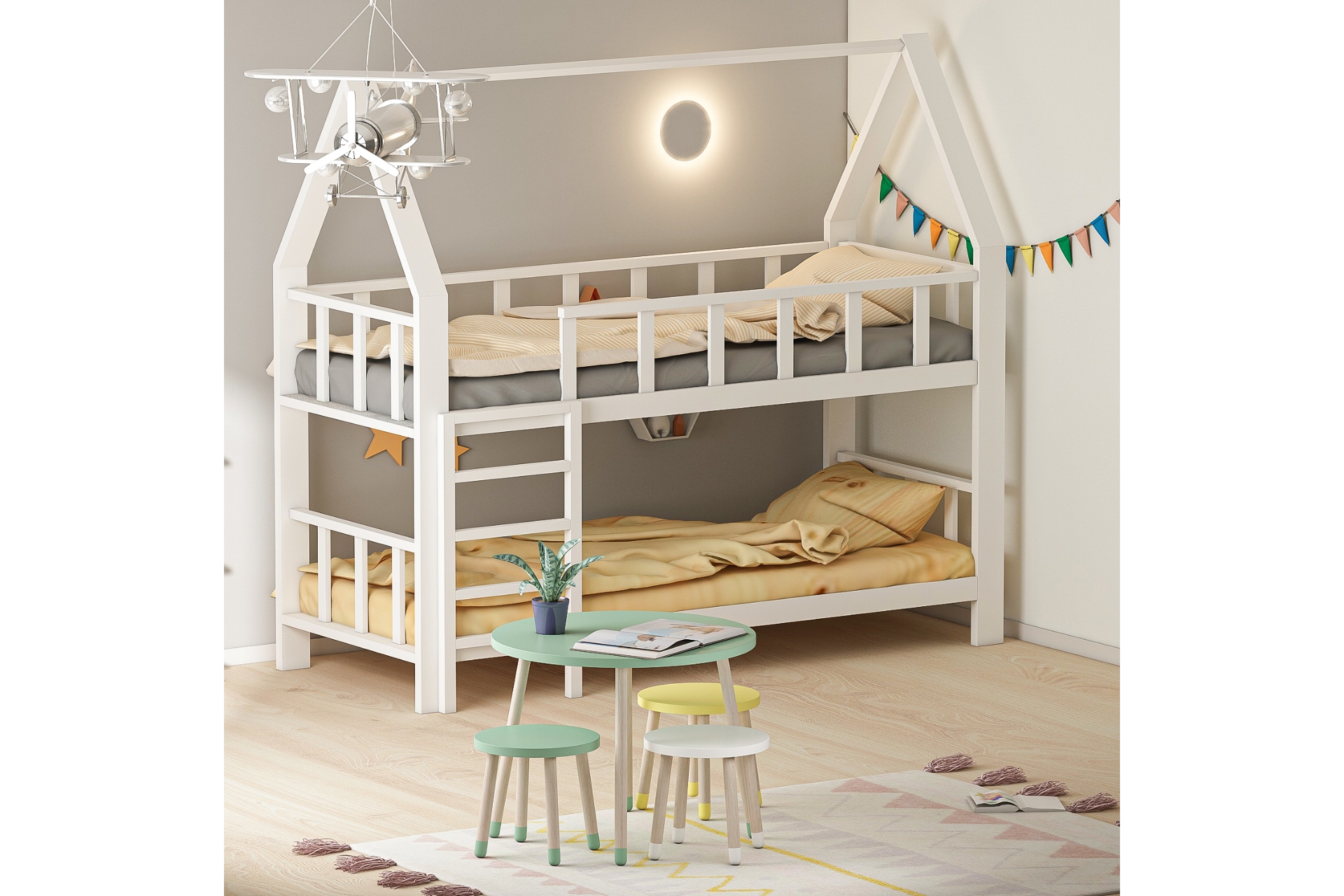 ALİCE MONTESSORİ RANZA, DOĞAL AHŞAP, BEYAZ, 90X190 FİYATI - Vivense