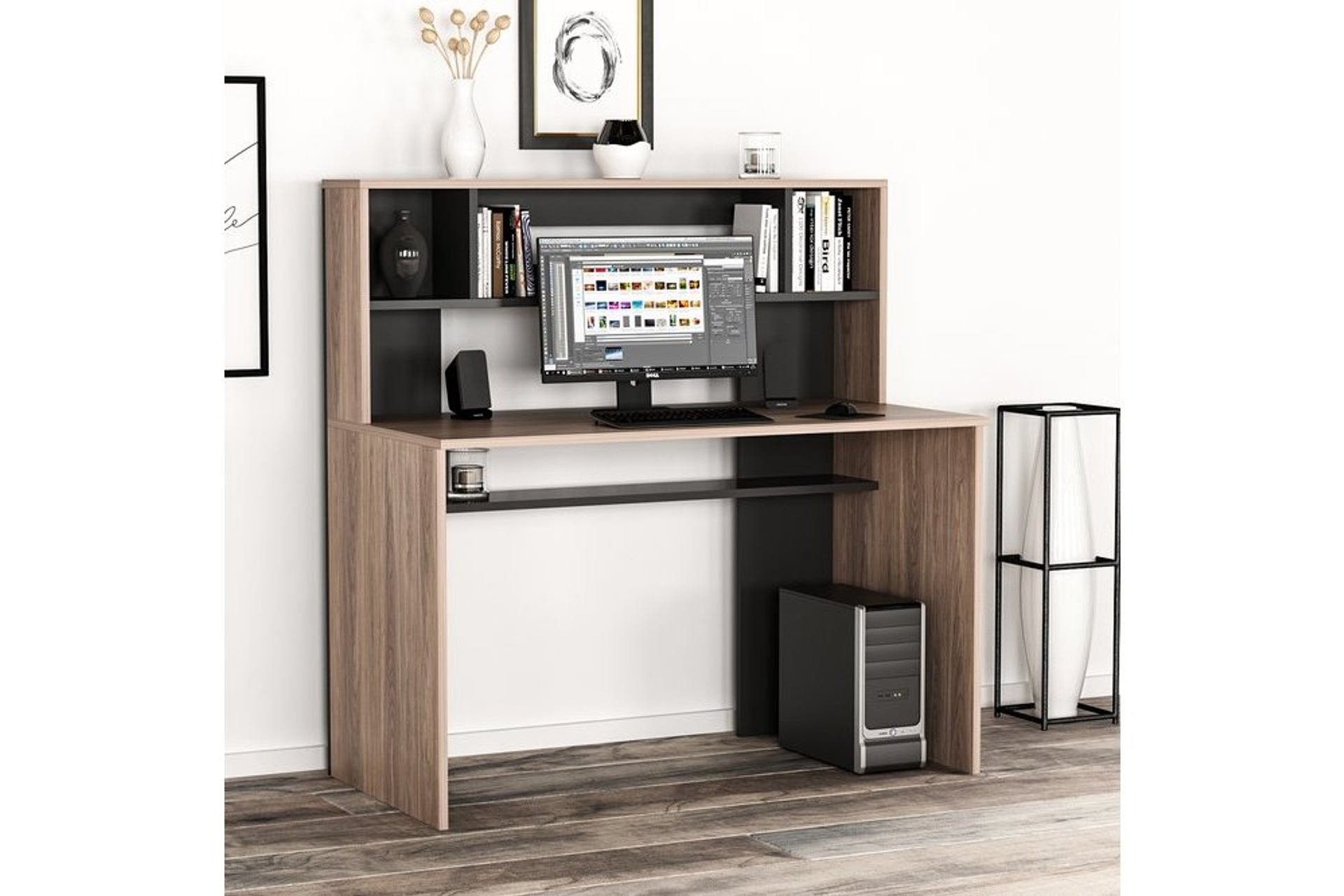 MİNOTY ÇALIŞMA MASASI KAMAN CEVİZ ANTRASİT FİYATI - Vivense