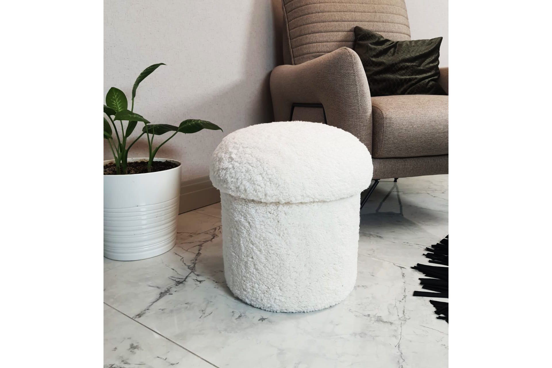 MARKAAWM MANTAR TEDDY PUF, BEYAZ FİYATI - Vivense