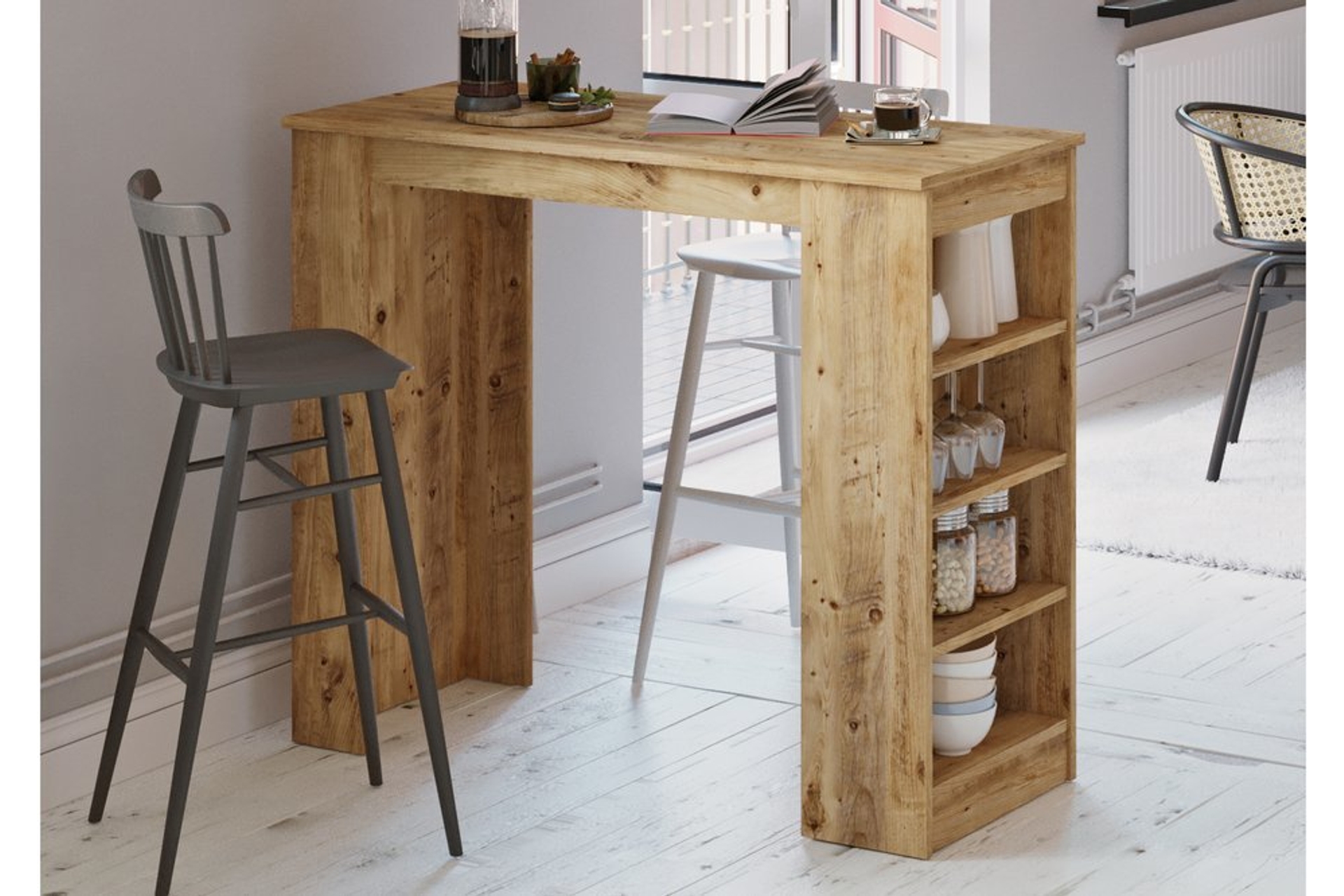YURUDESİGN STYLE BAR MASASI, ATLANTİK ÇAM , 120X51, ST1 A