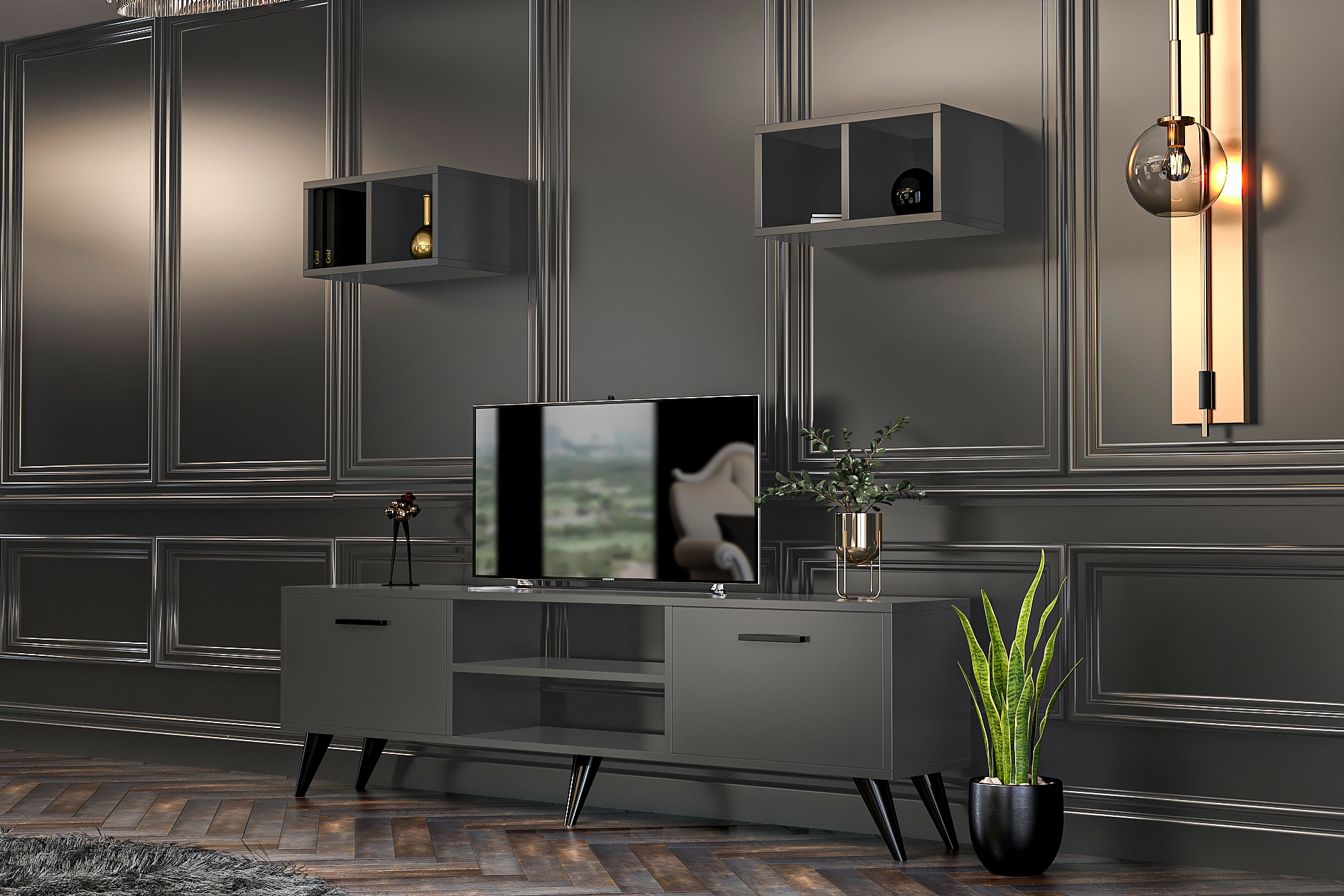 GİVAYO NERO TV ÜNİTESİ, ANTRASİT, 165 CM FİYATI - Vivense