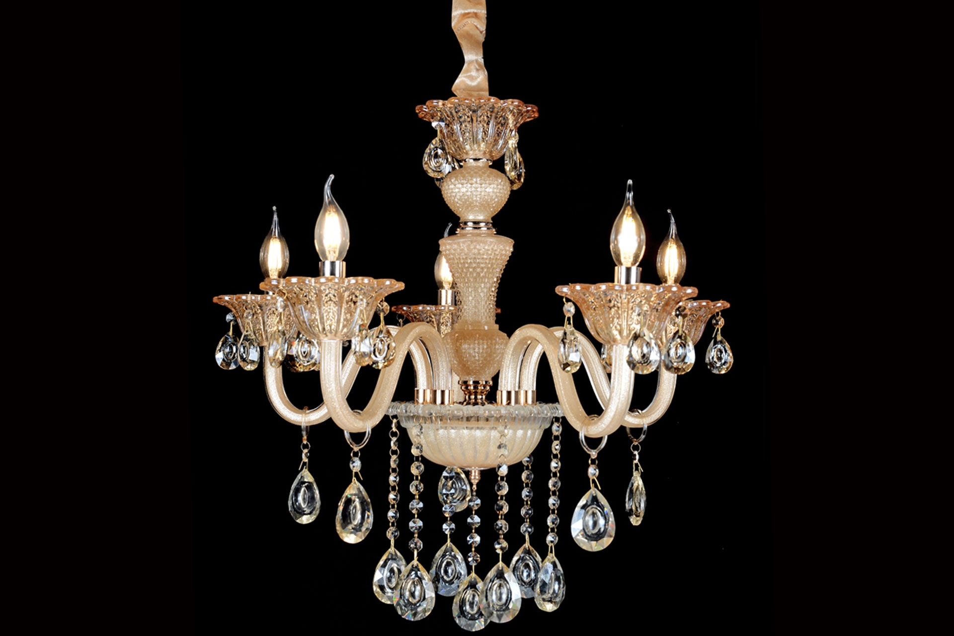 LAMPALUX KLASİK TAŞLI CAM AVİZE AMBER 60 CM FİYATI - Vivense