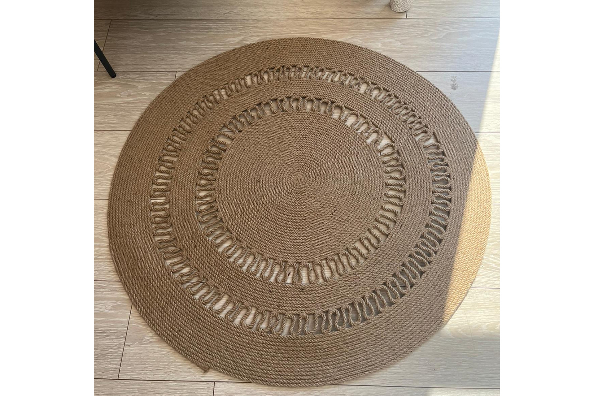 JAPPE NATURAL DELHİ JÜT KİLİM 1021, ZİNCİR ŞERİT DESENLİ, 150X150