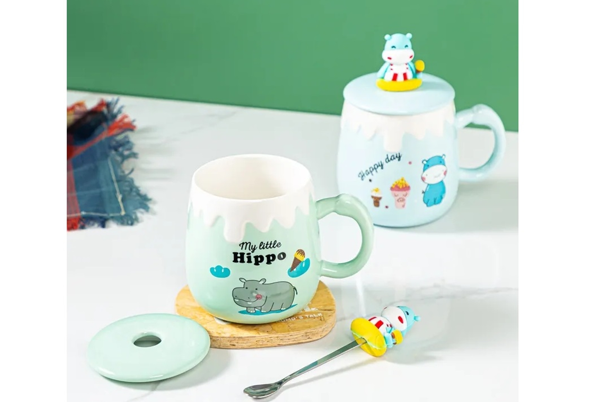 LİVAVA HİPOPOTAM SERAMİK KUPA, MAVİ, 8X9