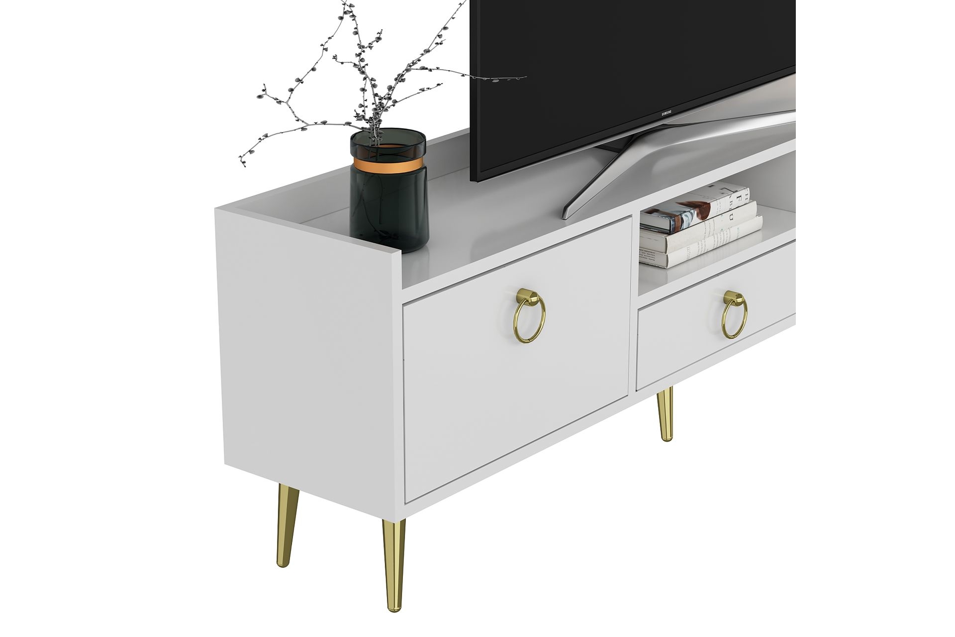 DARİNG TV ÜNİTESİ + KONSOL SALON TAKIMI, BEYAZ BEYAZ FİYATI - Vivense