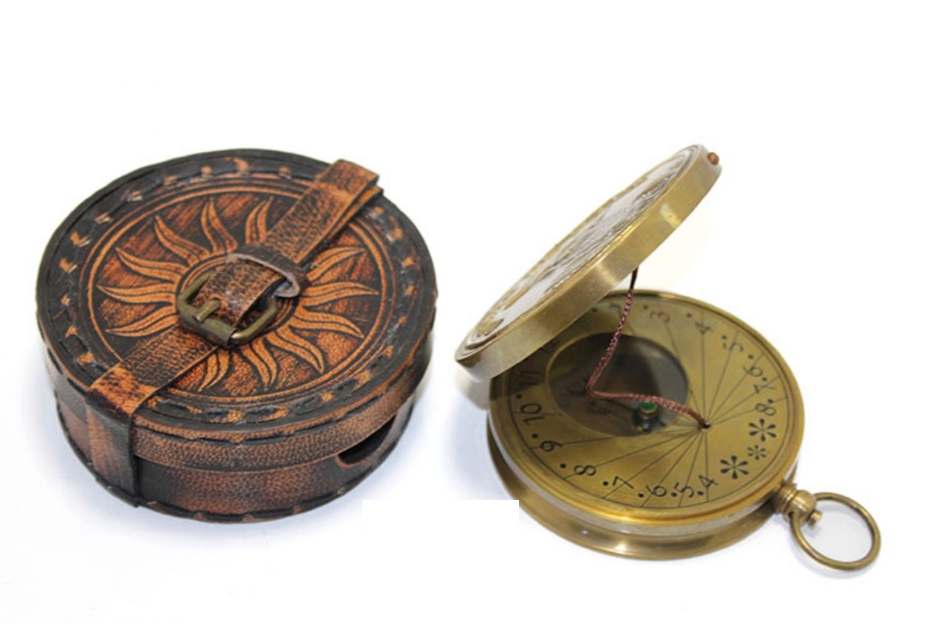 LİVAVA PİRİNÇ PUSULA DERİ ÇANTALI, GOLD, 2X7
