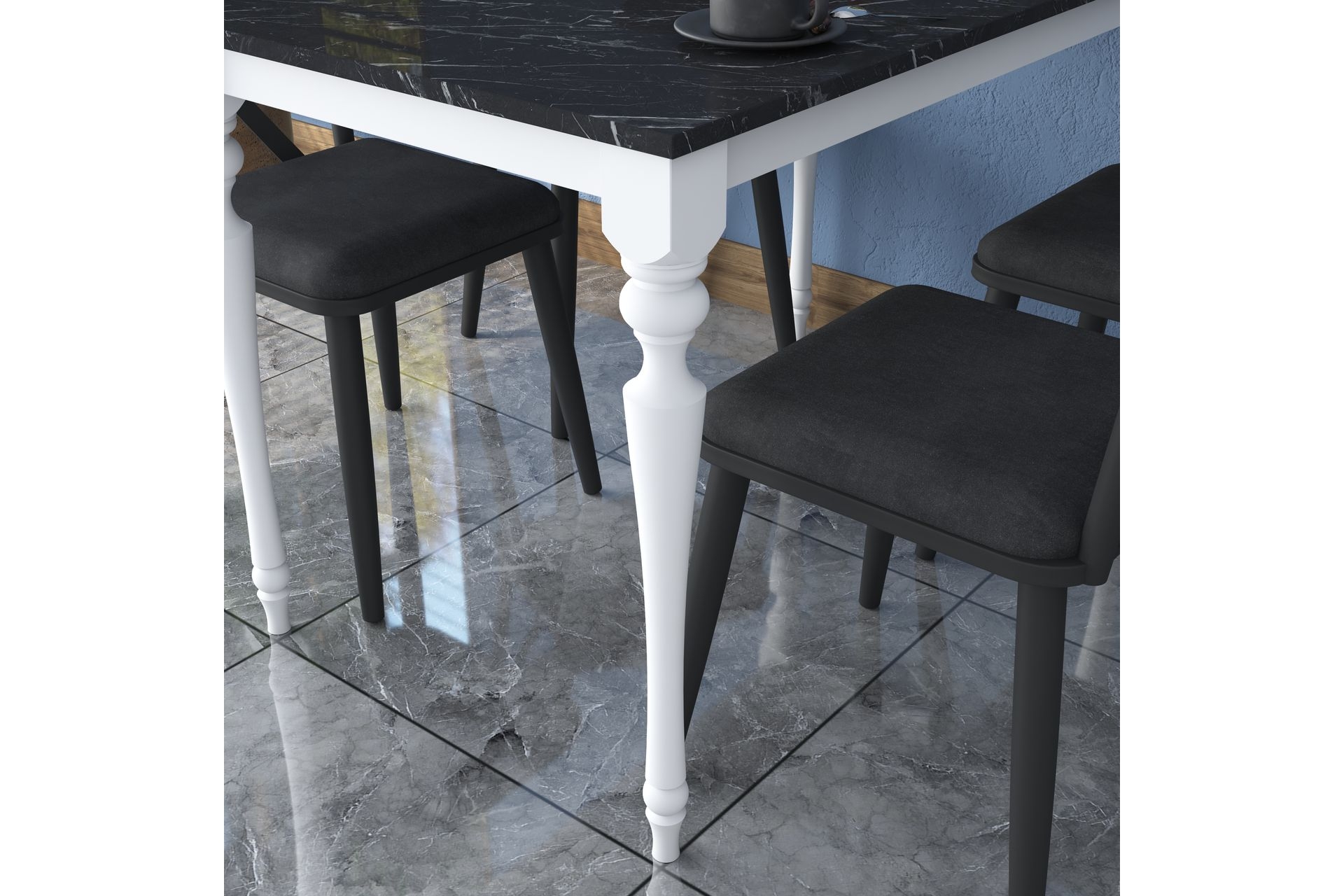 RANİ JC106 MUTFAK MASA SANDALYE TAKIMI, MERMER DESEN BEYAZ FİYATI - Vivense