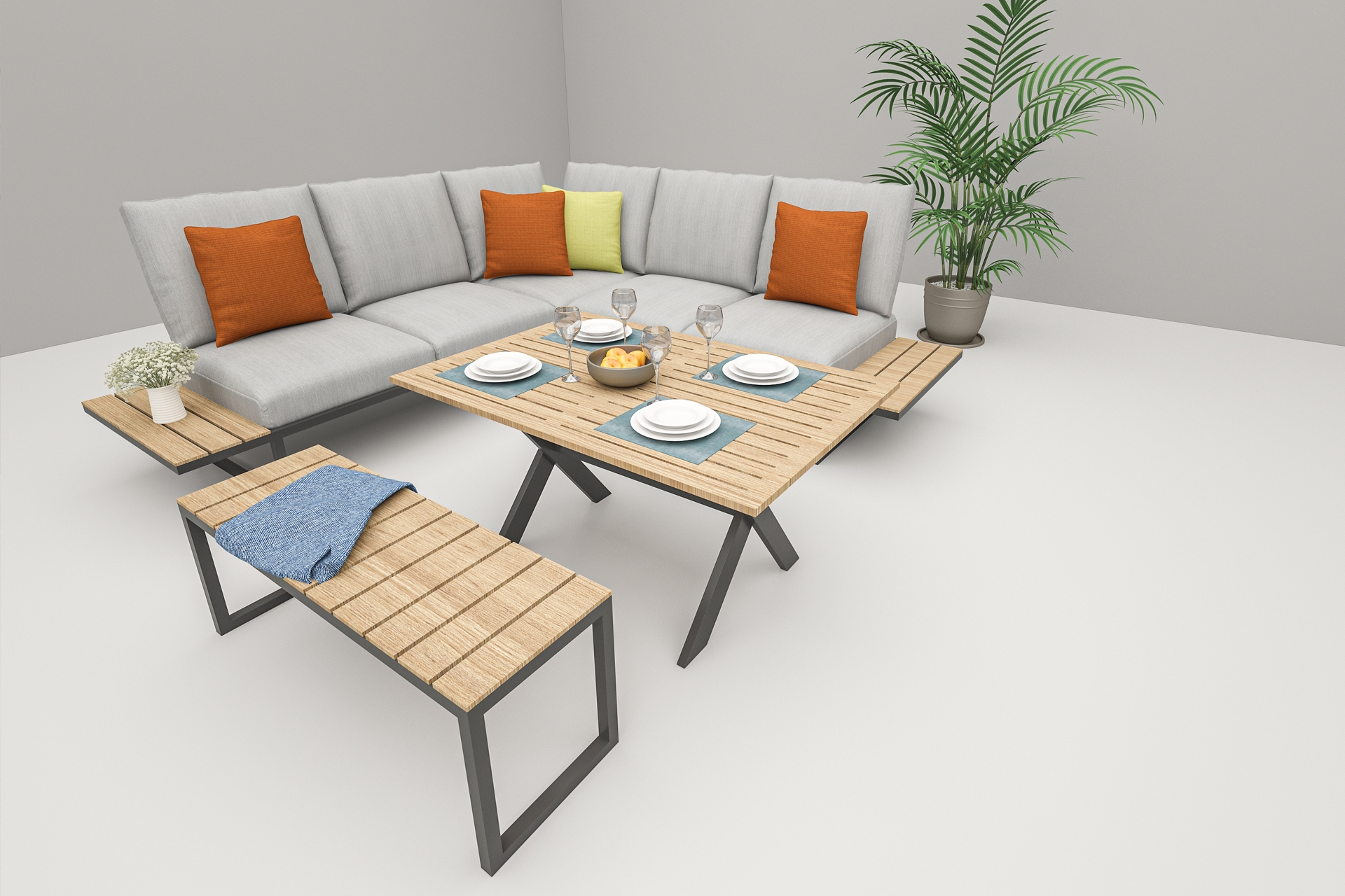 HİRA ANTRASİT METAL BAHÇE TAKIMI FİYATI - Vivense