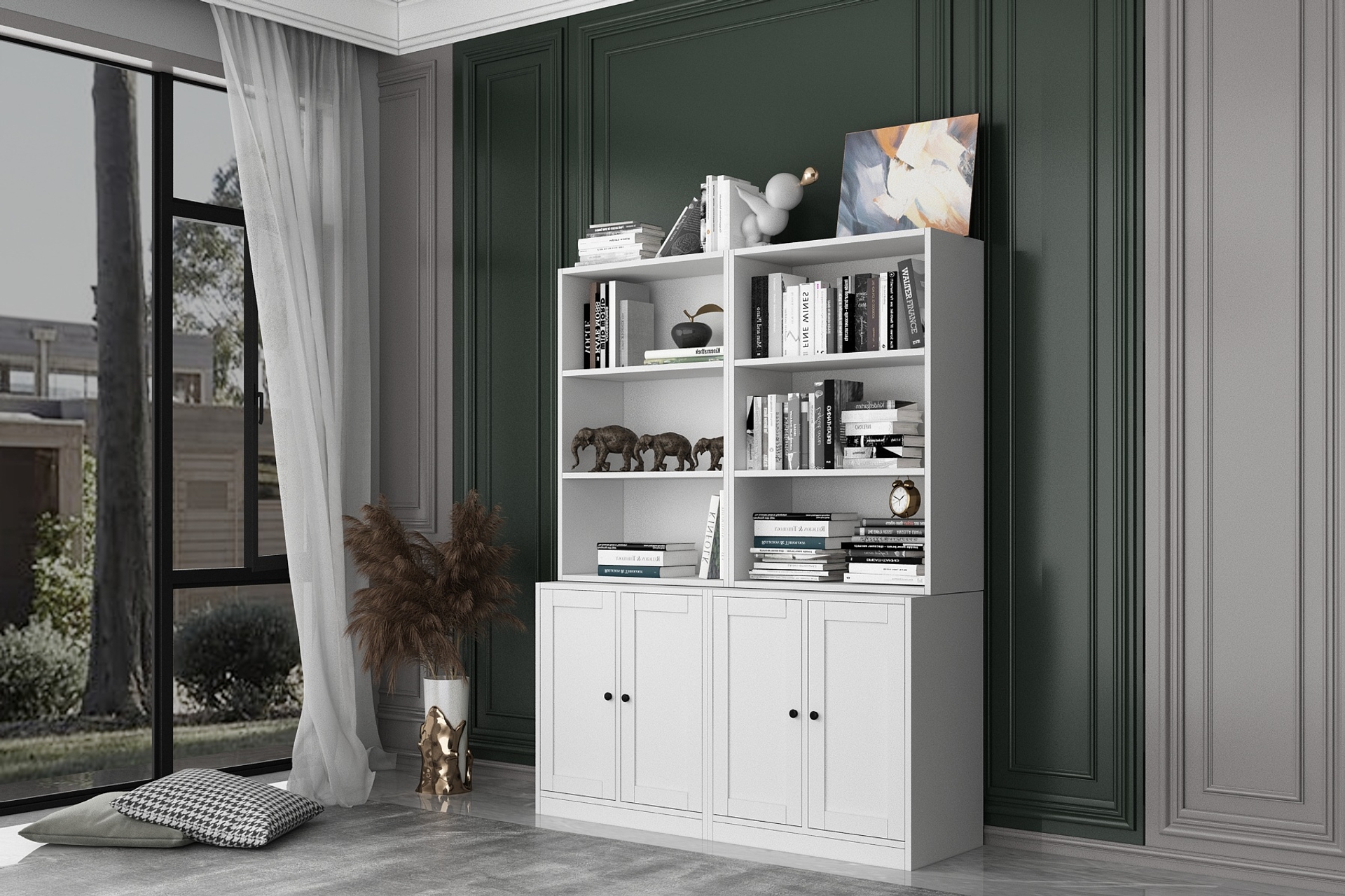 BKCONCEPT 4 KAPAKLI RAFLI KİTAPLIK, 130 CM, BEYAZ, KTP-1291 FİYATI ...