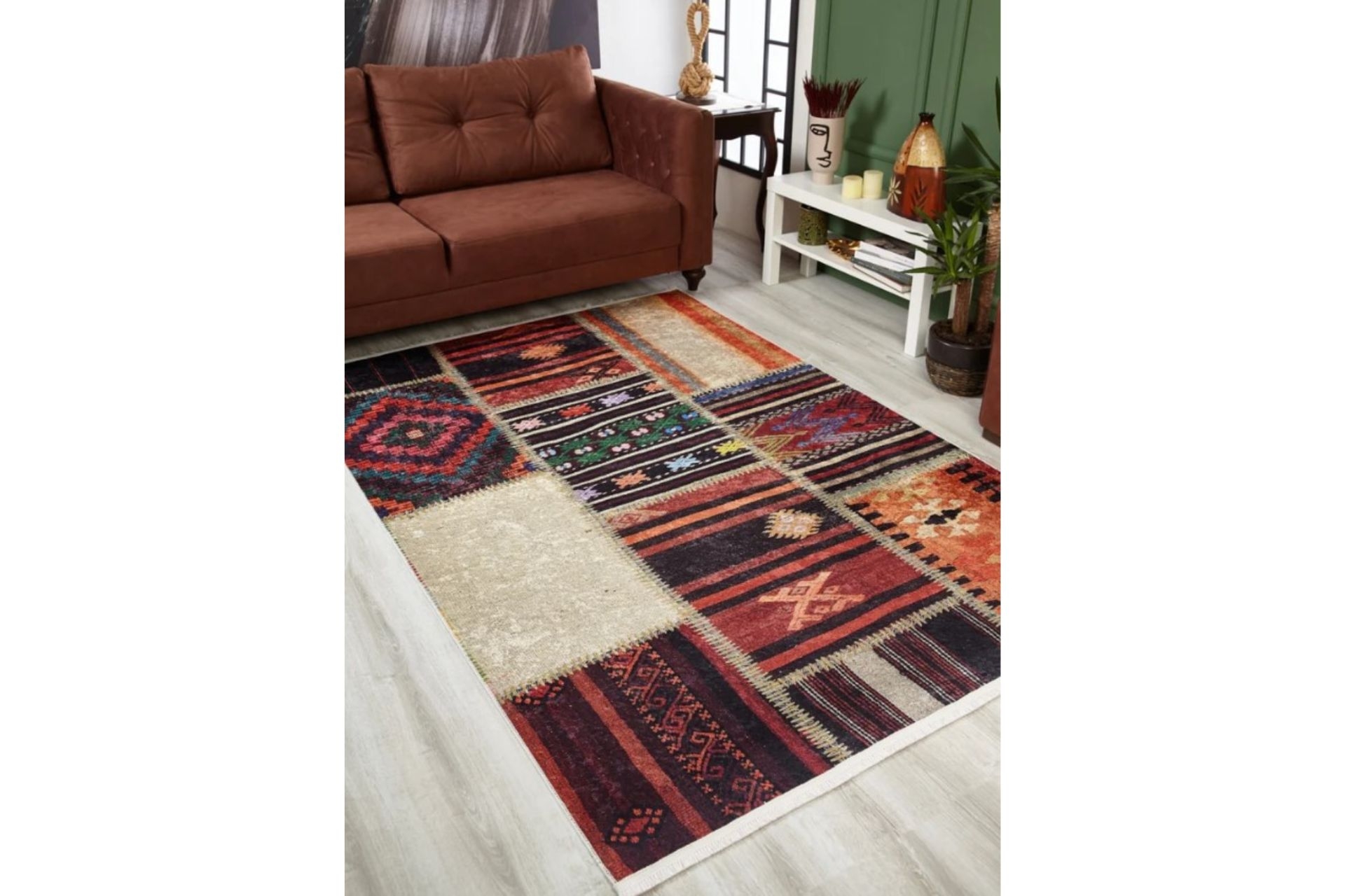 HALIMAX DARA 193 KAYMAZ DOKUMA TABANLI PATCHWORK MODERN HALI, MULTİ ...