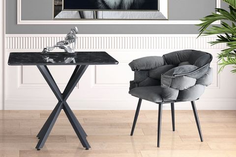 LENA LOTUS HİGHGLOSS MASA, SİYAH ÇAPRAZ AYAK, 90X90 FİYATI - Vivense