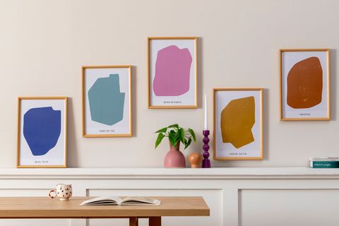COLORS ORANGE VERT BLUE ÜÇLÜ POSTER SETİ, ÇERÇEVELİ, 33X48