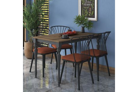 RANİ JC107 MUTFAK MASA SANDALYE TAKIMI, CEVİZ ANTRASİT FİYATI - Vivense