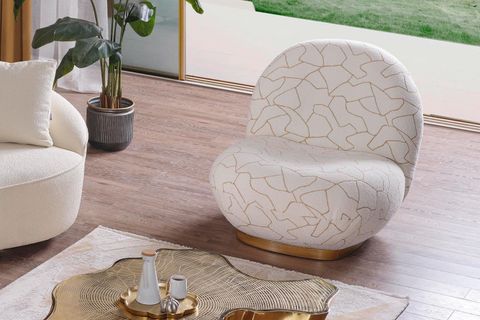 CUSHY LOUNGE GENİŞ BERJER, KREM HARDAL DESENLİ FİYATI - Vivense