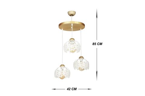 VENON AYDINLATMA ÇİSEL ÜÇLÜ SARKIT AVİZE, BEYAZ GOLD