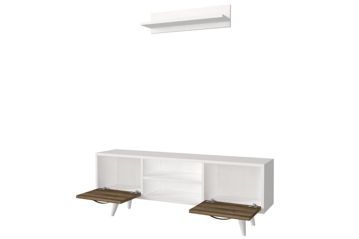 Likia TV Unit, 120 cm, White & Walnut | Vivense London
