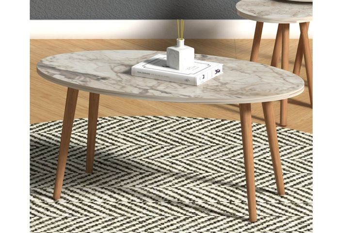 Elips Coffee Table Set, Walnut | Vivense London