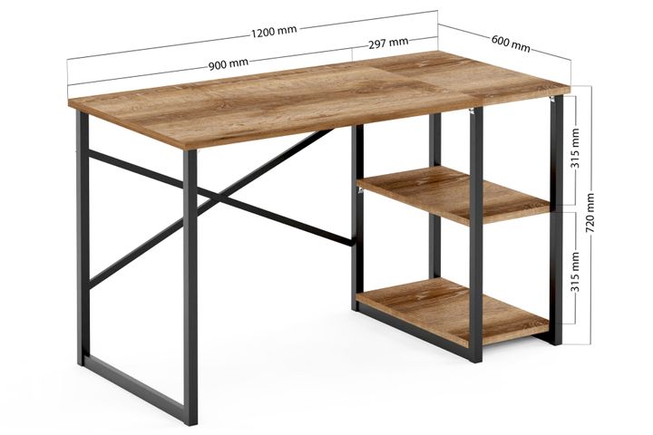 Ceramical Bureau met Rekken, 60x120 cm, Walnoot | Vivense Nederland