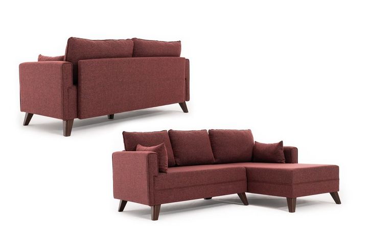 Bella Soft Mini Hoekbank Rechts, Bordeauxrood | Vivense Nederland