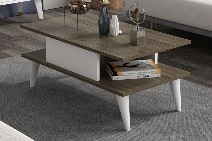 Beta Coffee Table, Walnut & White | Vivense London