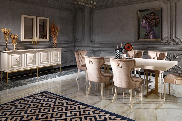 Nepal Dining Room Set, Cream | Vivense London