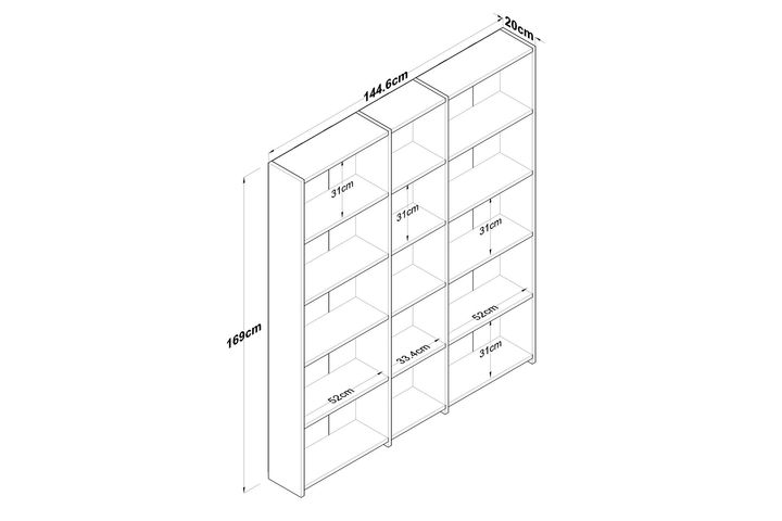 Rani Wide Bookcase, White | Vivense London