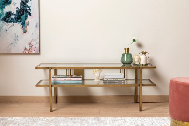 Calm TV Unit, 150 cm, Gold | Vivense London