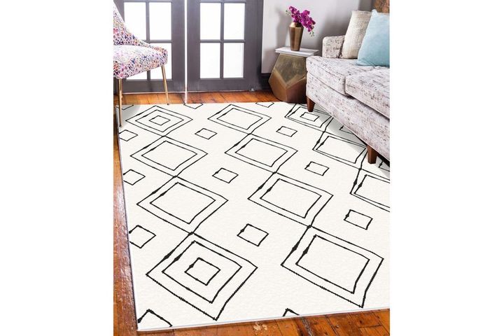 Soho Vintage Woven Rug, 100 x 150 cm, Beige & Black | Vivense London